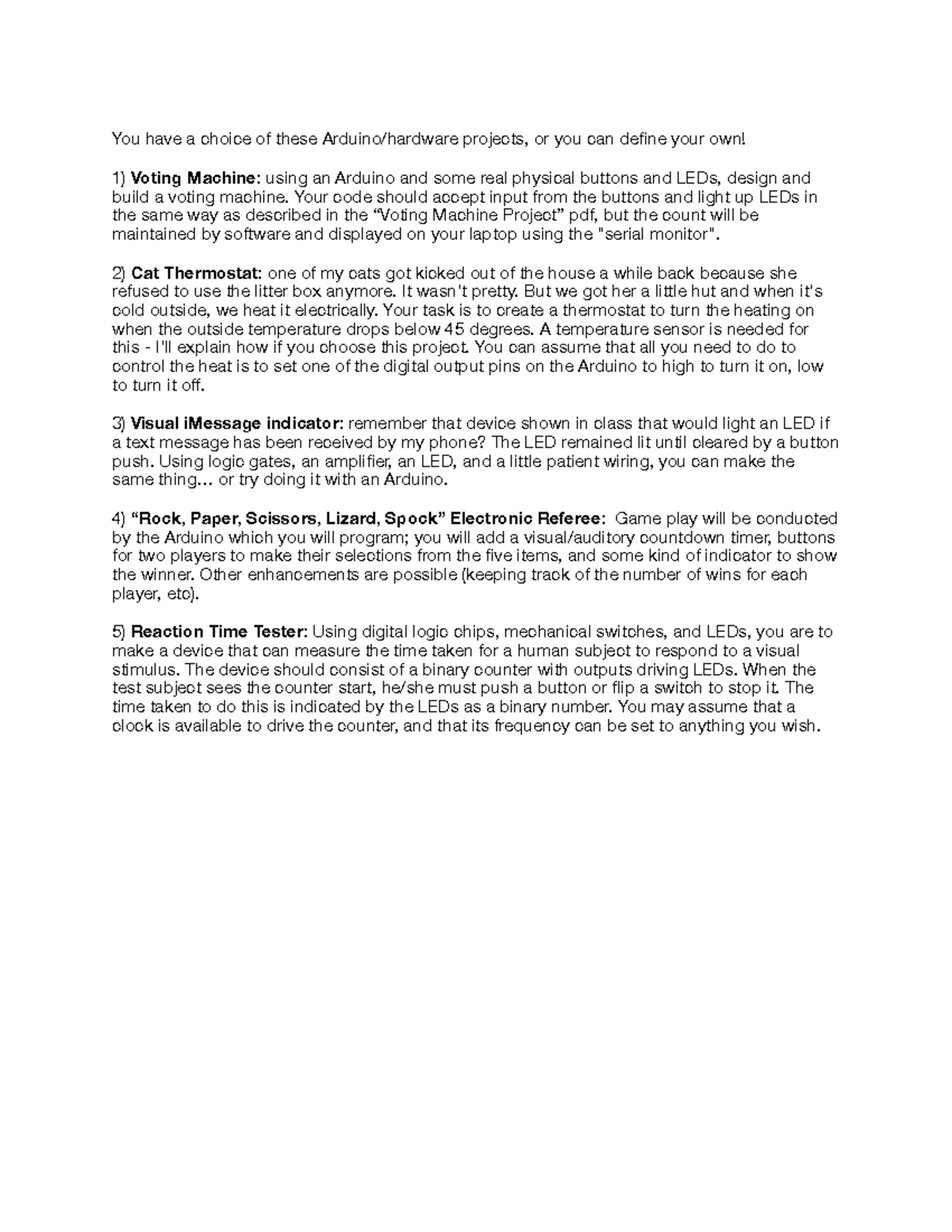 Physical Projects - project summary - You have a choice of these ...