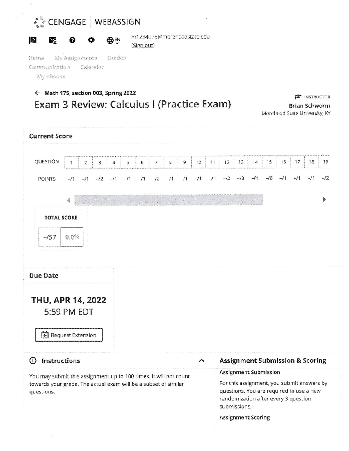MATH 175 Exam 3 Review Schworm Spring 2022 - CENGAGE WEBASSIGN EN v ...