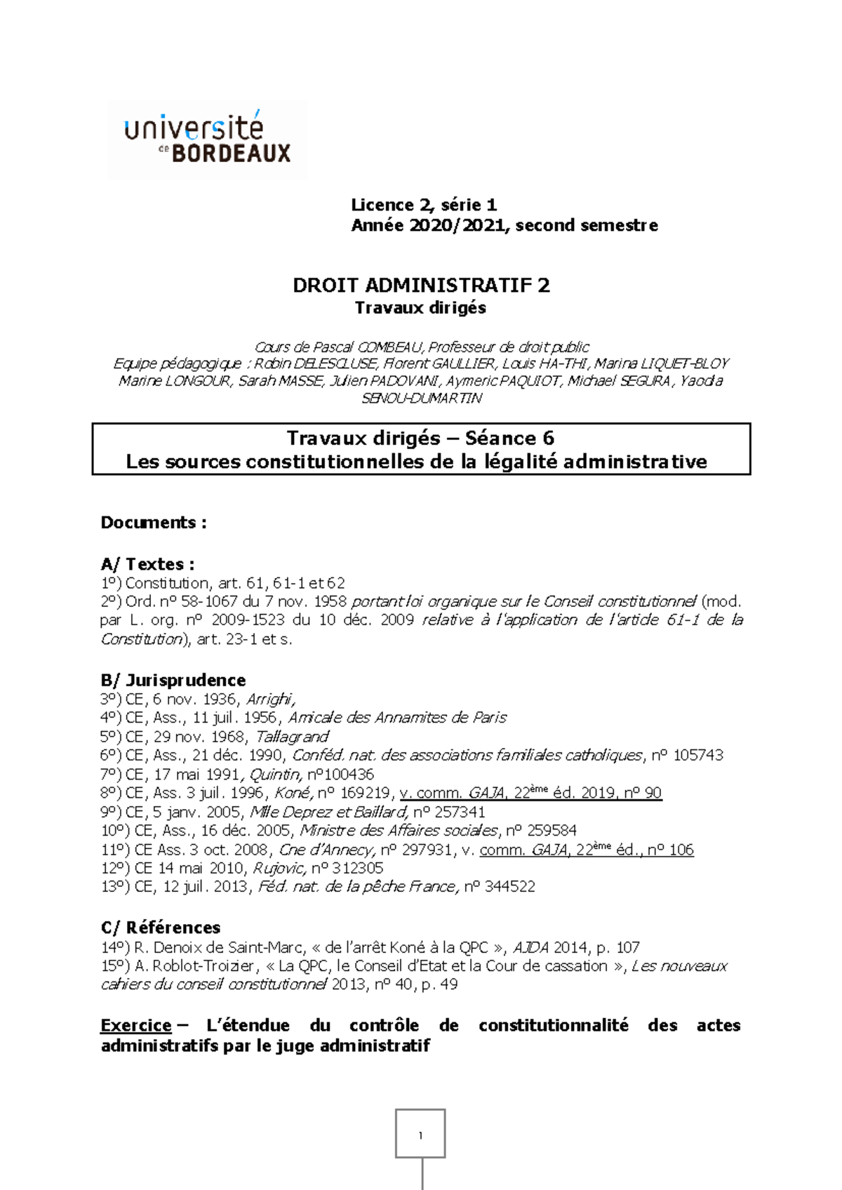 TD AD L2 S2 - séance 6 - Licence 2, série 1 Année 2020/2021, second ...