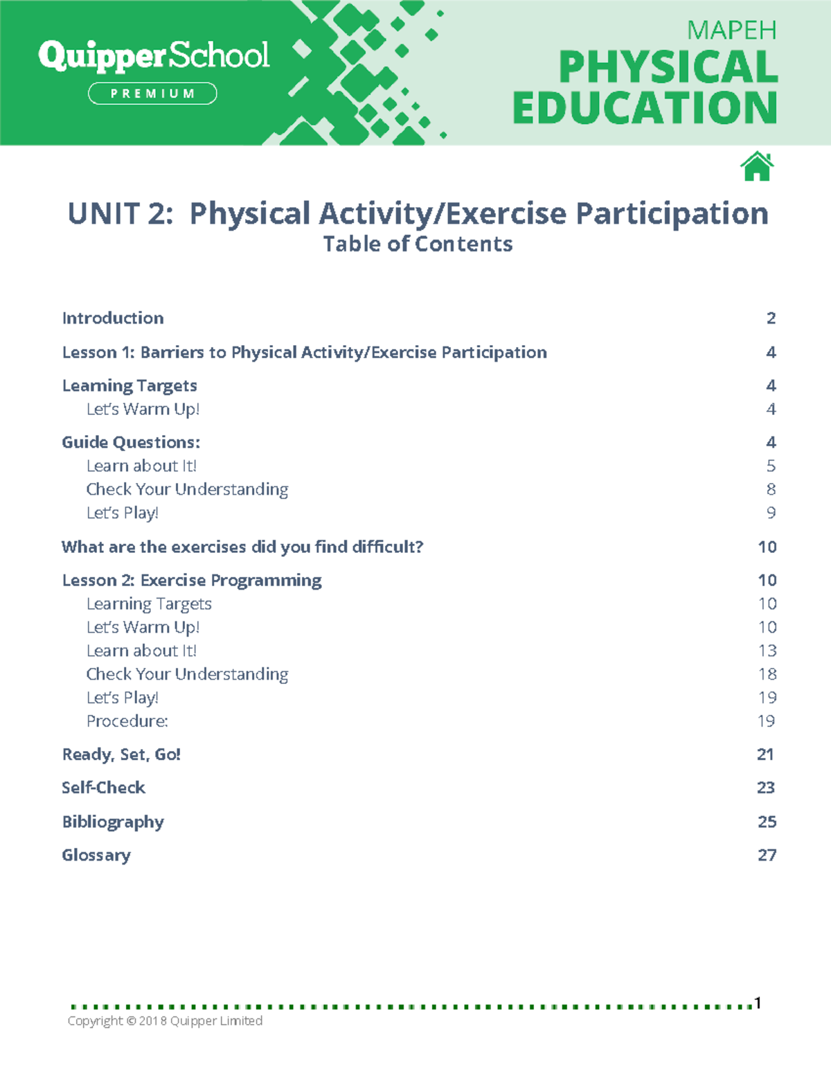 Final PE 7.2 Physical Activity Exercise Participation, 2 Lessons - UNIT ...