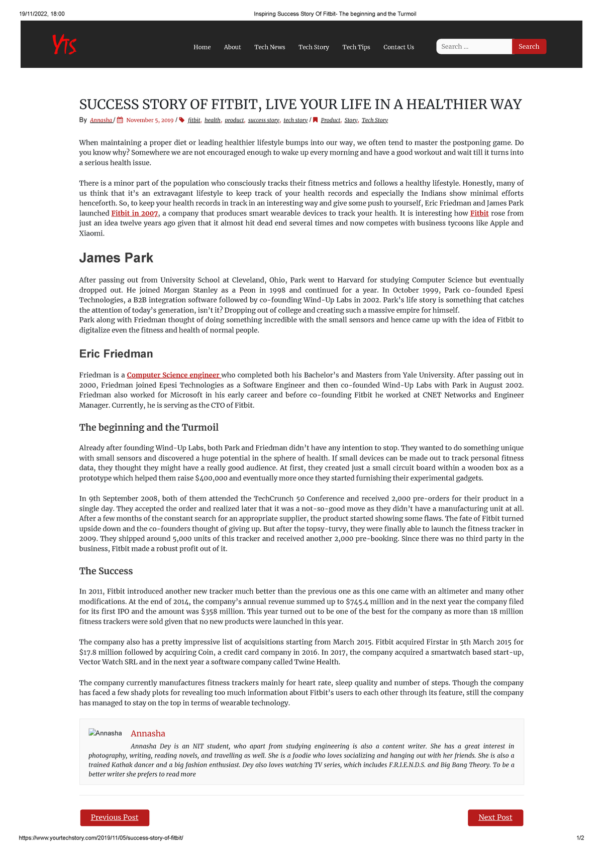 Annasha (2019 ) - Inspiring Success Story Of Fitbit- The beginning and ...