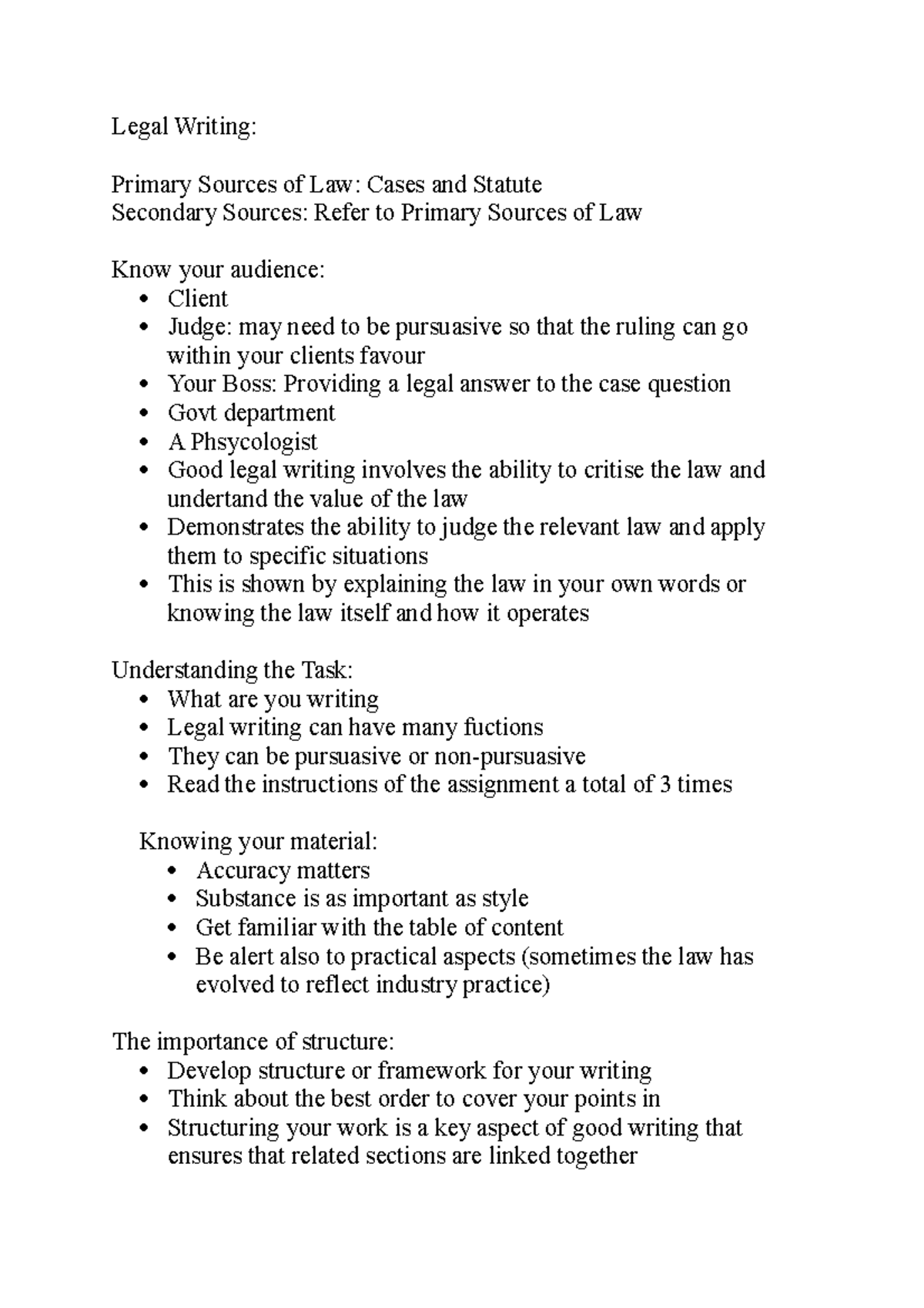 Legal Writing - In this process you’re entitled to use all of the ...