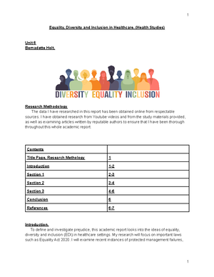 Unit 6 - new unit 6 learndirect - Equality, Diversity, and Inclusion (EDI) in Healthcare By ...
