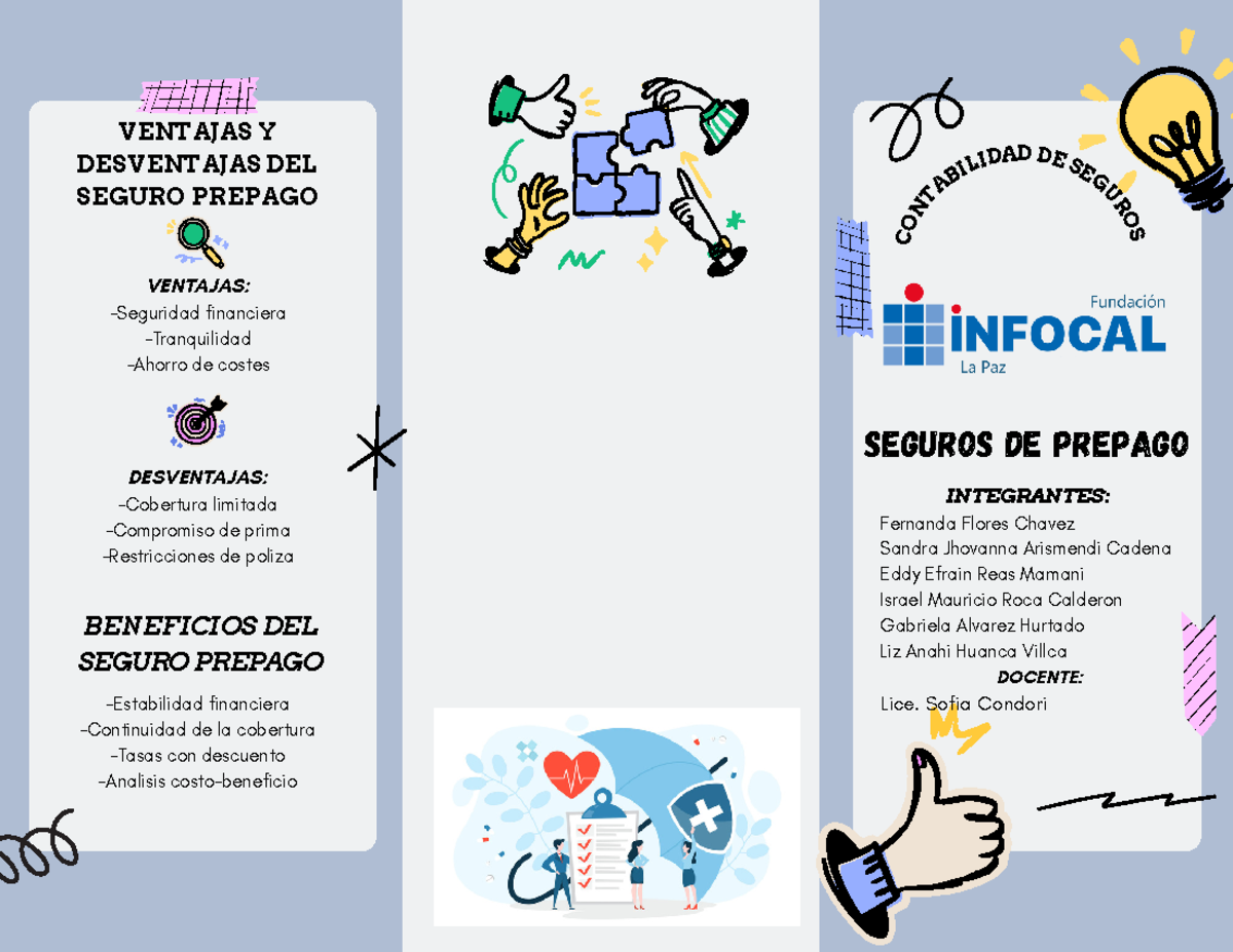 Triptico de seguros de prepago - VENTAJAS Y DESVENTAJAS DEL SEGURO ...