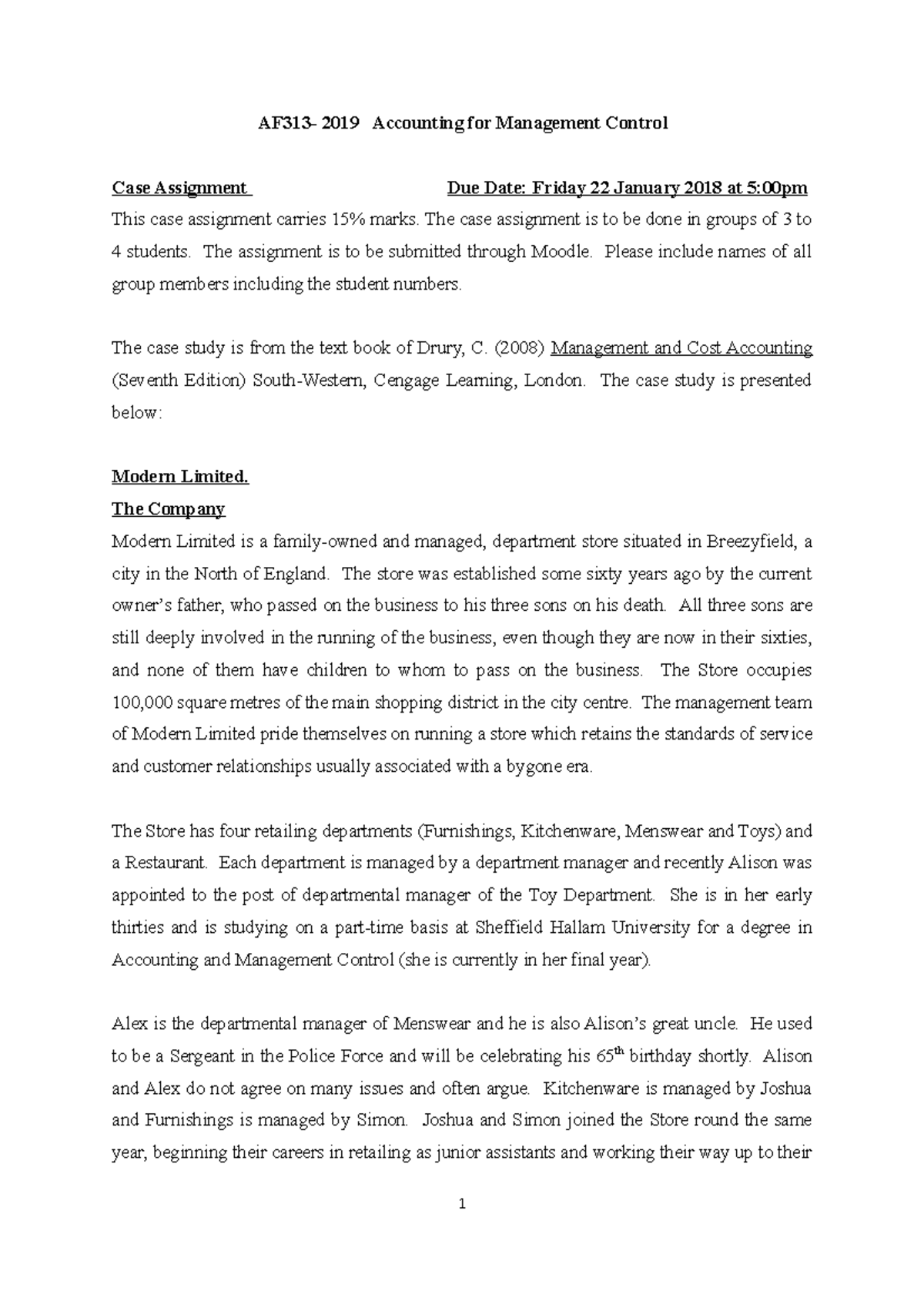 Case assignment-AF313-20 December 2018 - AF313- 2019 Accounting for ...