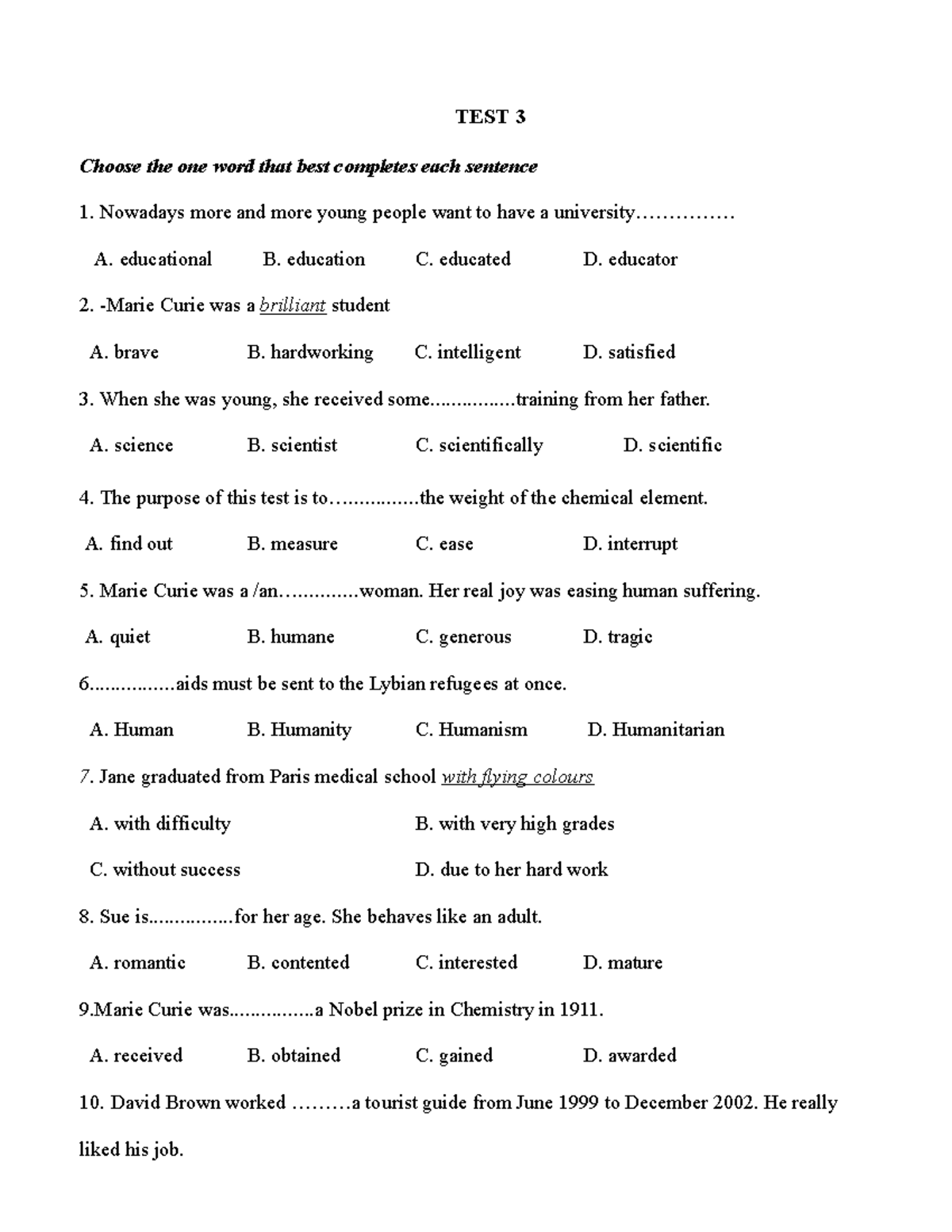 3 English Practice Assignment TEST 3 Choose The One Word That Best 3-english-practice-assignment-test-3-choose-the-one-word-that-best