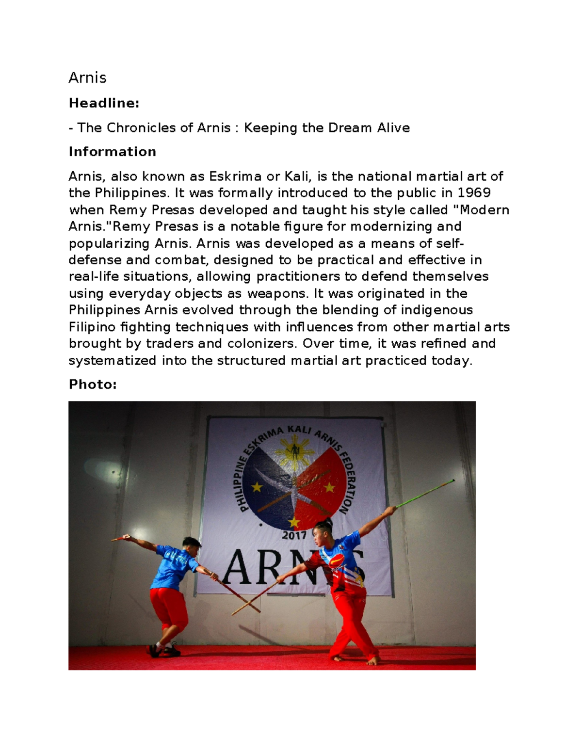 Newspaper RIPH - hibft yft - Arnis Headline: - The Chronicles of Arnis ...