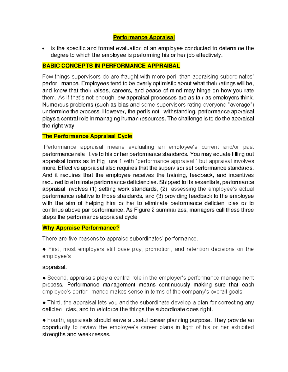 Performance Appraisal - BASIC CONCEPTS IN PERFORMANCE APPRAISAL Few ...