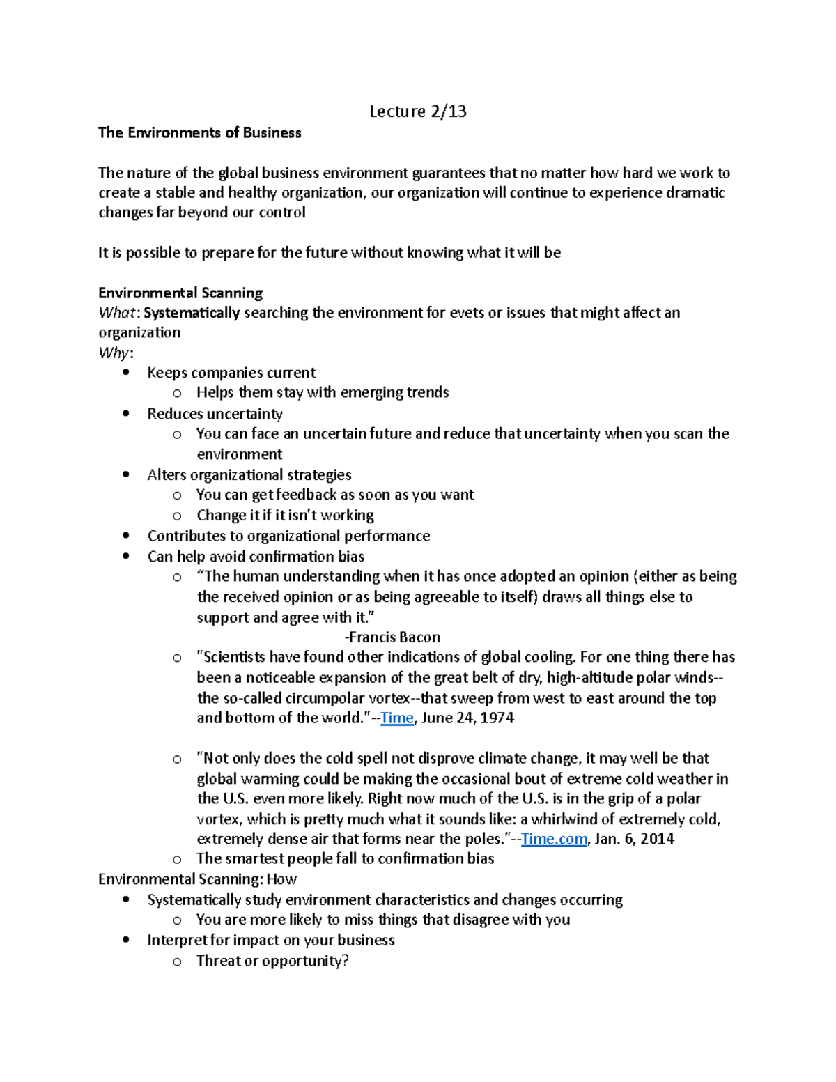 Week 5 - Lecture notes week 5 - Lecture 2/13 The Environments of ...