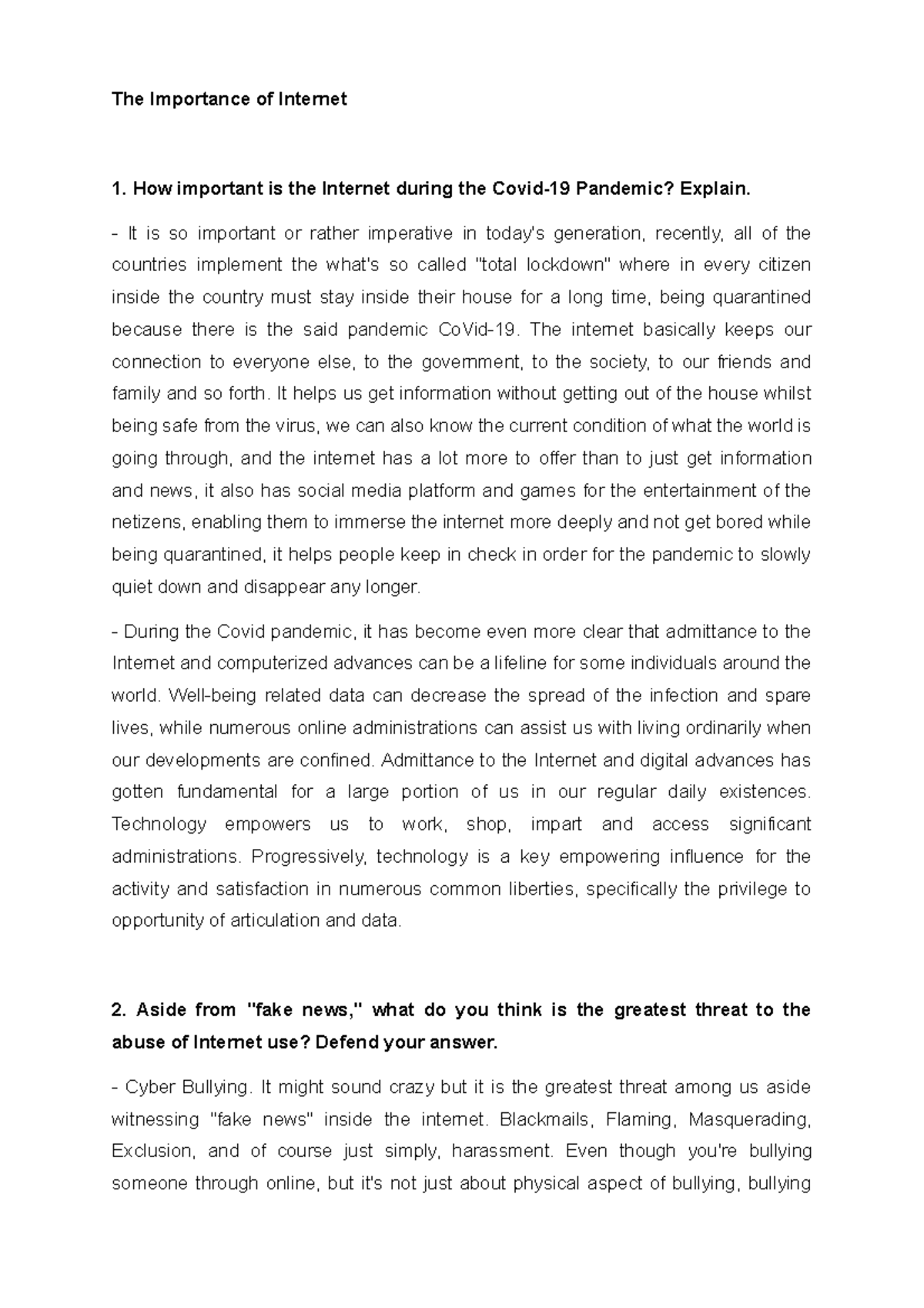 The Importance of Internet - How important is the Internet during the ...