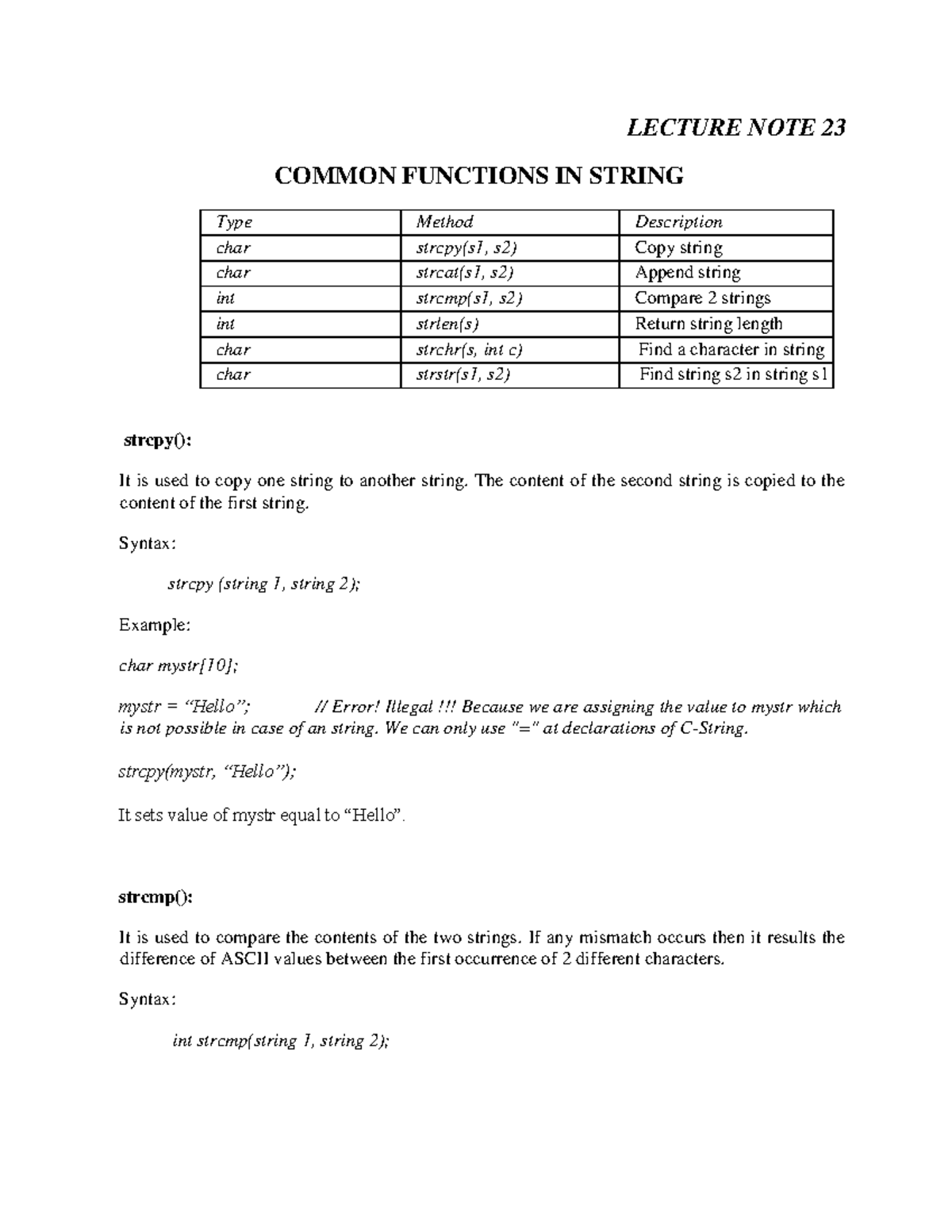 Data Structures and Algorithms 7 - LECTURE NOTE 23 COMMON FUNCTIONS IN ...