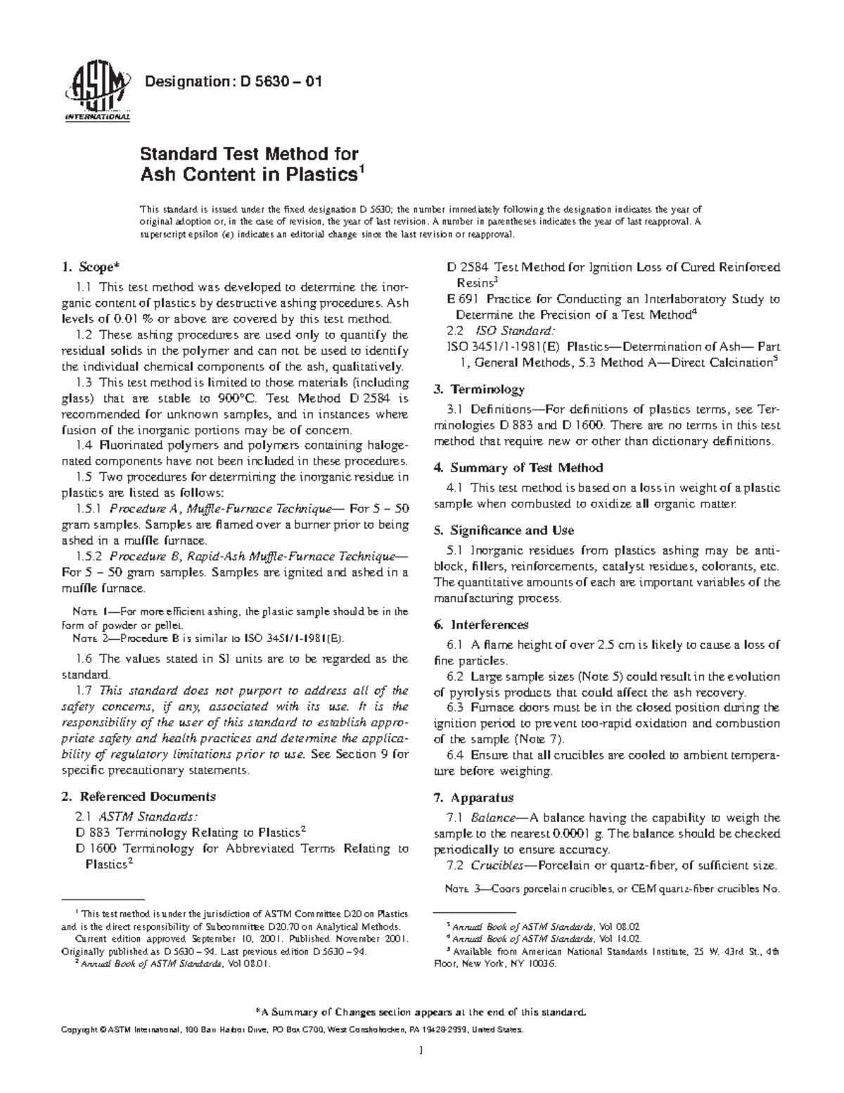 Standard Test Method for Ash Content in Plastics - Studocu