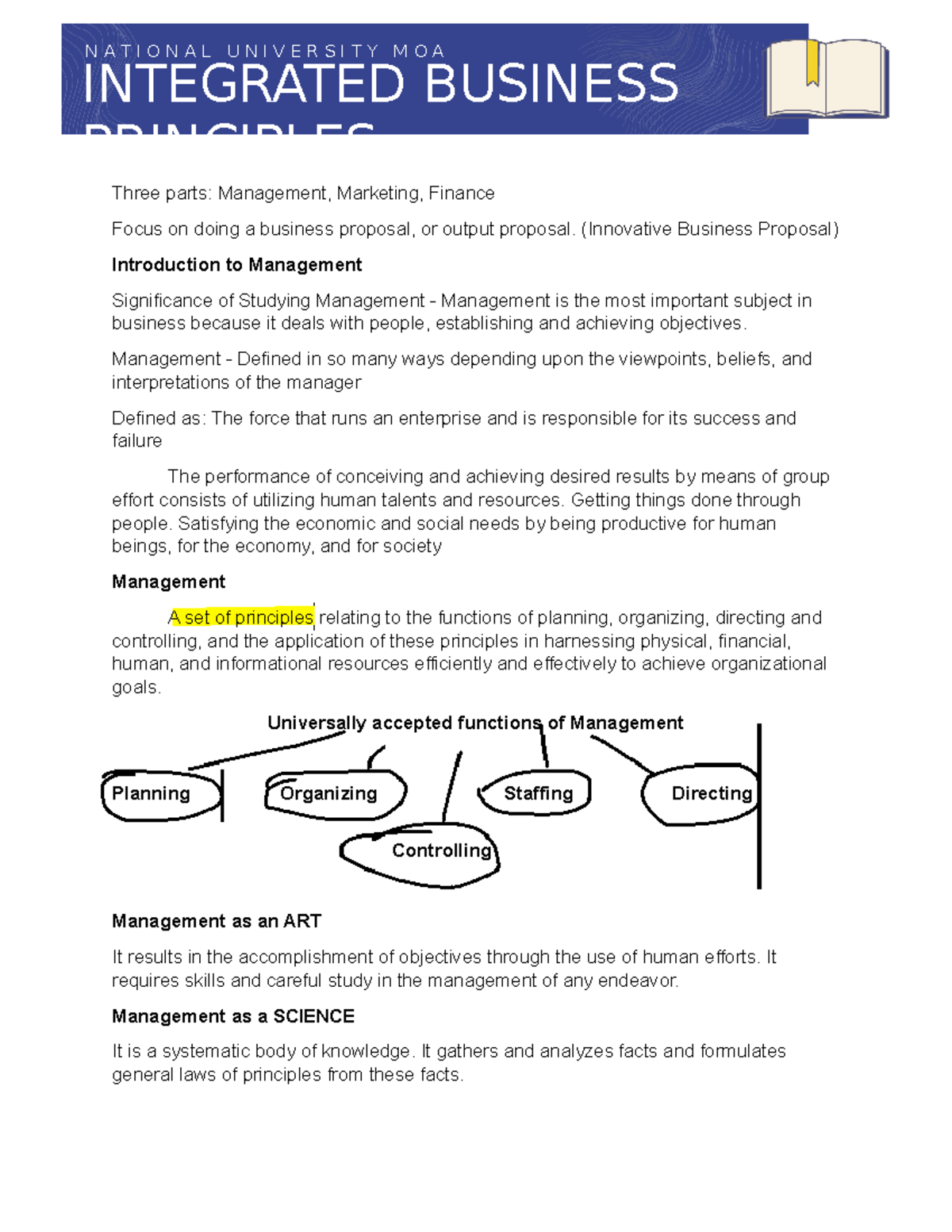Integrated Business Principles - Three parts: Management, Marketing ...