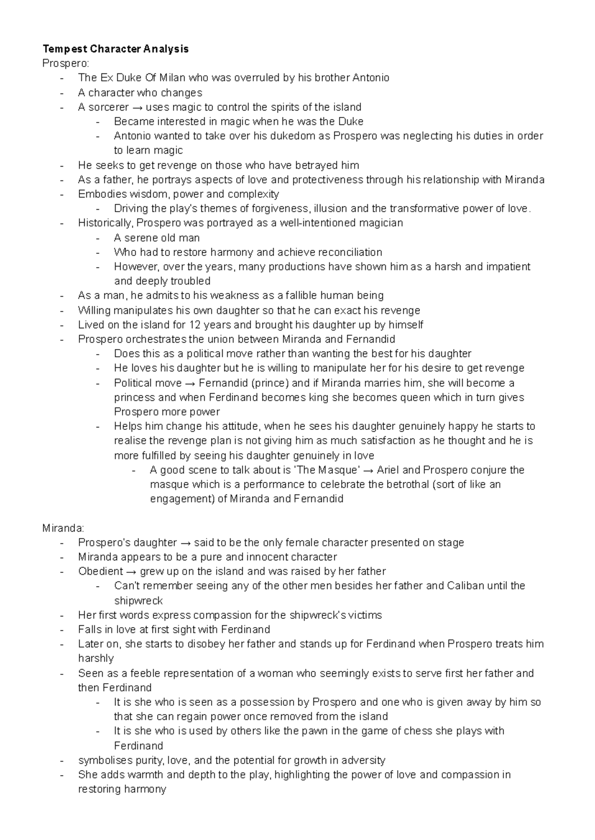 Tempest and Hag-Seed Character Analysis - Tempest Character Analysis ...