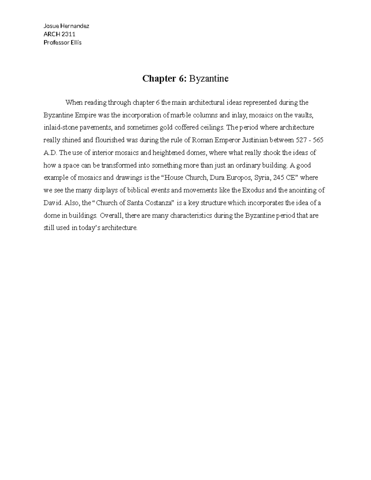 Chapter 6 - HISTORY OF WORLD ARCH I - Josue Hernandez ARCH 2311 Professor Ellis Chapter 6 ...
