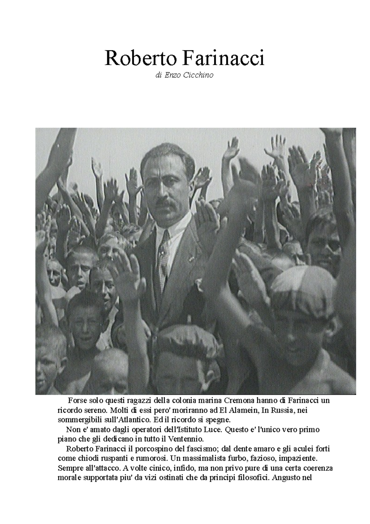 Roberto Farinacci - Molti di essi pero' moriranno ad El Alamein, In ...