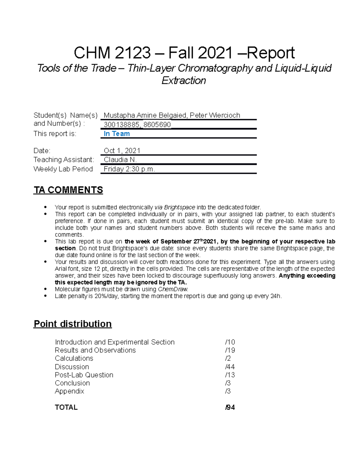 CHM2123 - first laboratory - a study in pink, Dr. Frank - CHM 2123 ...