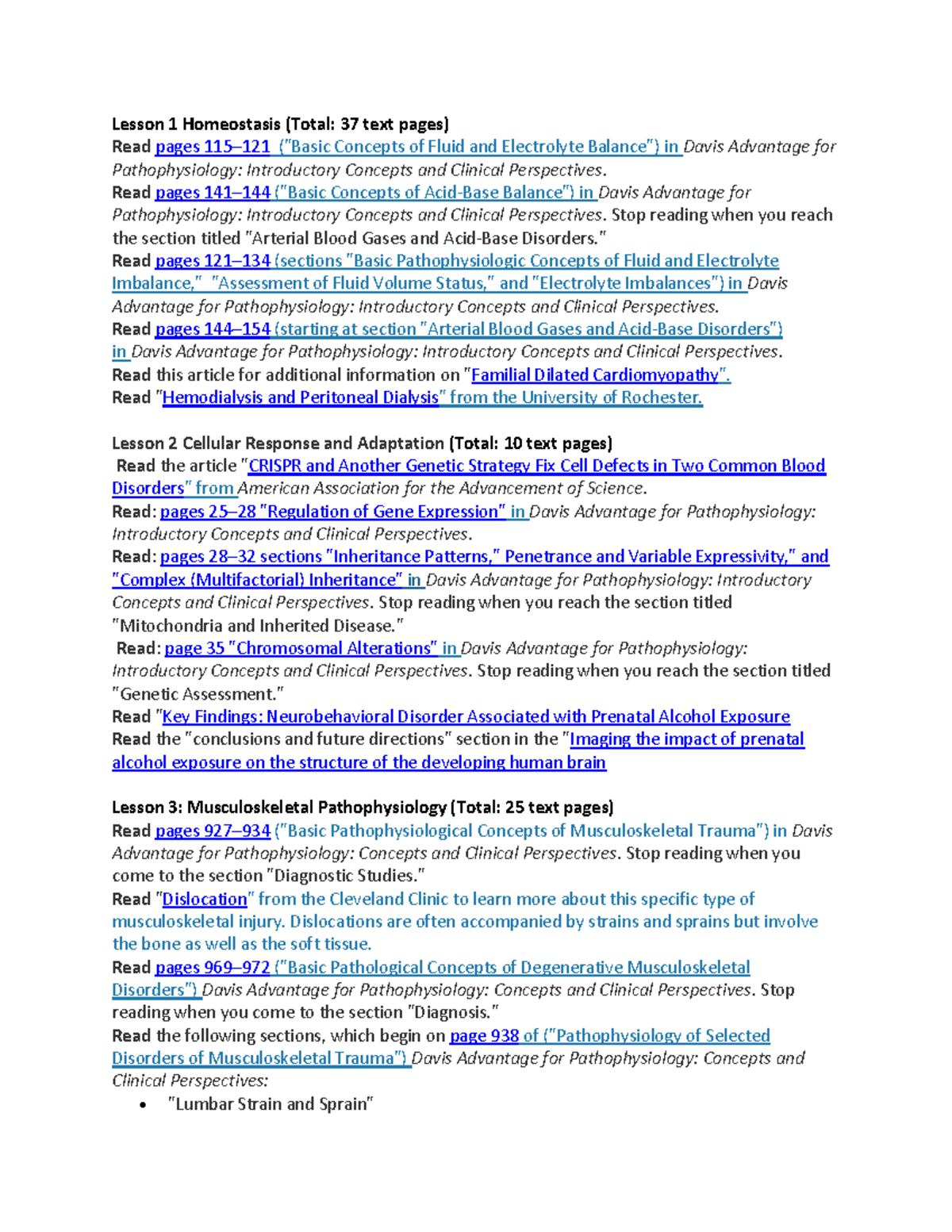 D236 Essential Reading List - Lesson 1 Homeostasis (Total: 37 text ...