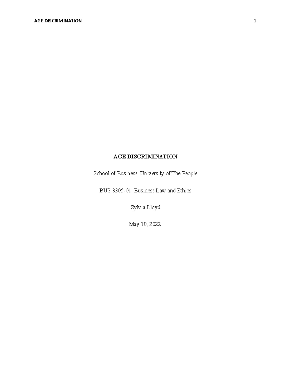 Business Law AGE Discrimination vbvbnnfgnzc xcfvs fv sgv cv svf sgf v ...