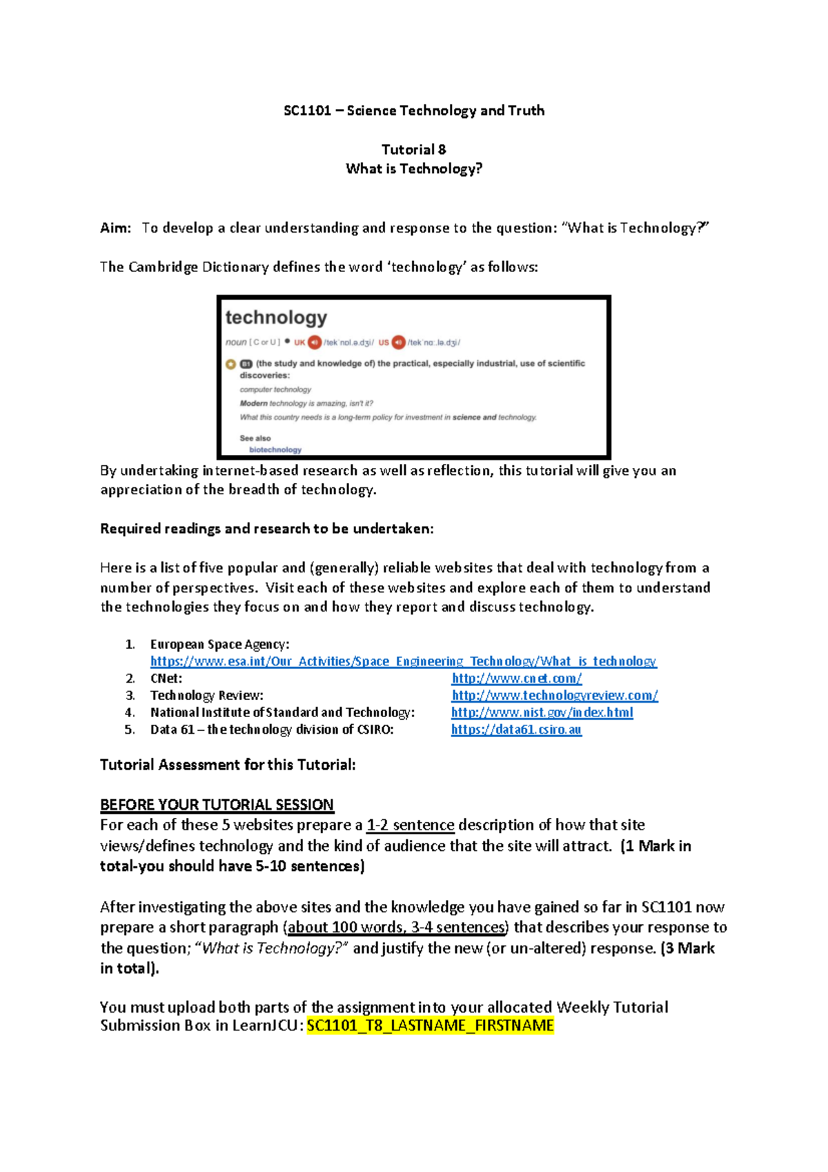T7 What Is Technology - SC1101 – Science Technology and Truth Tutorial ...