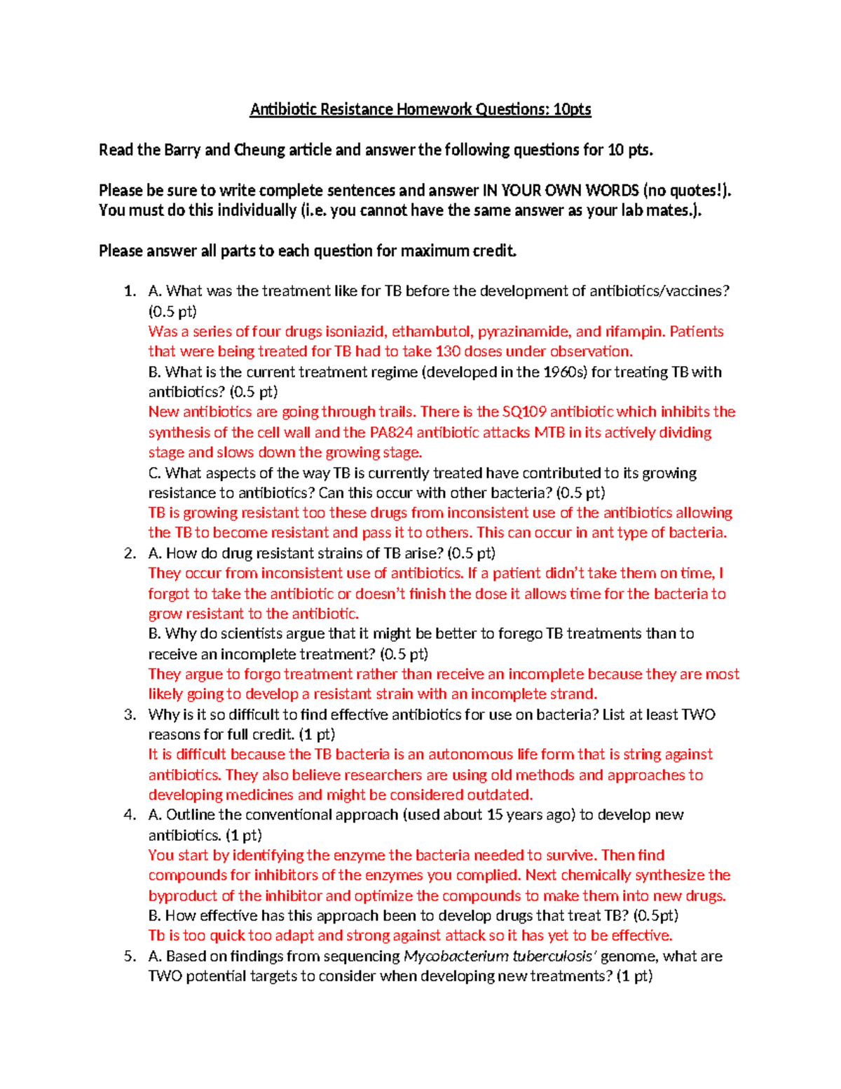 Antibiotic homework - Antibiotic Resistance Homework Questions: 10pts ...