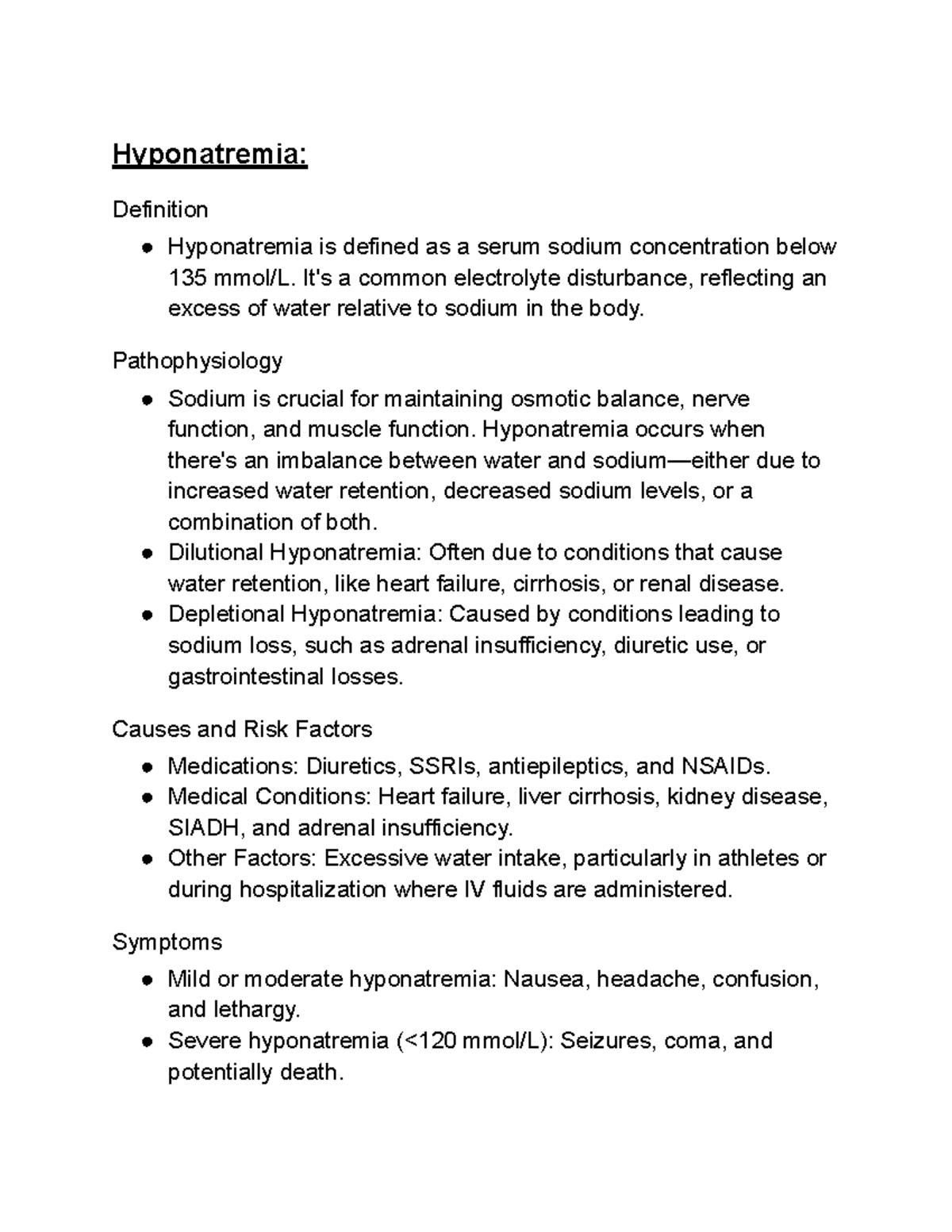 Endocrine Conditions - endo notes - Hyponatremia: Definition ...