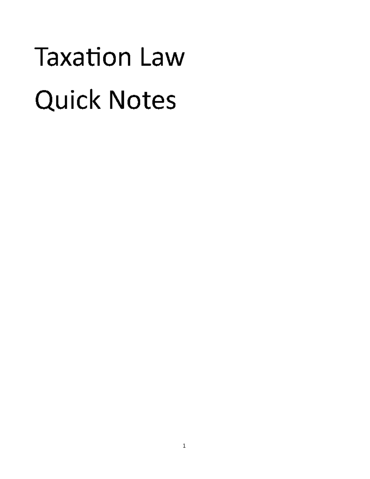 Quick Note Australian Taxation - Taxation Law Quick Notes 1 Contents ...