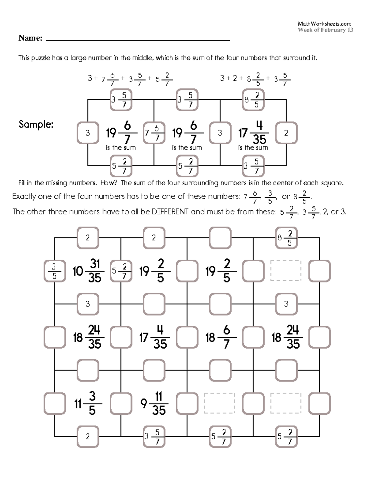 Math Worksheets Grade 6 2 13 - Name: Week of February 13 - Studocu