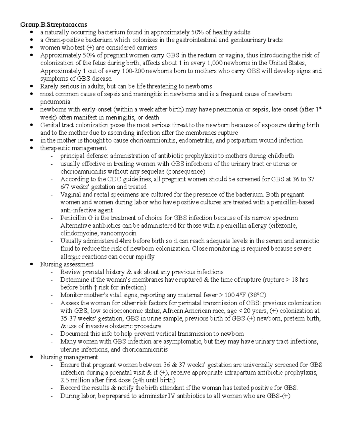 Group B Streptococcus - info from textbook on GBS - Group B ...