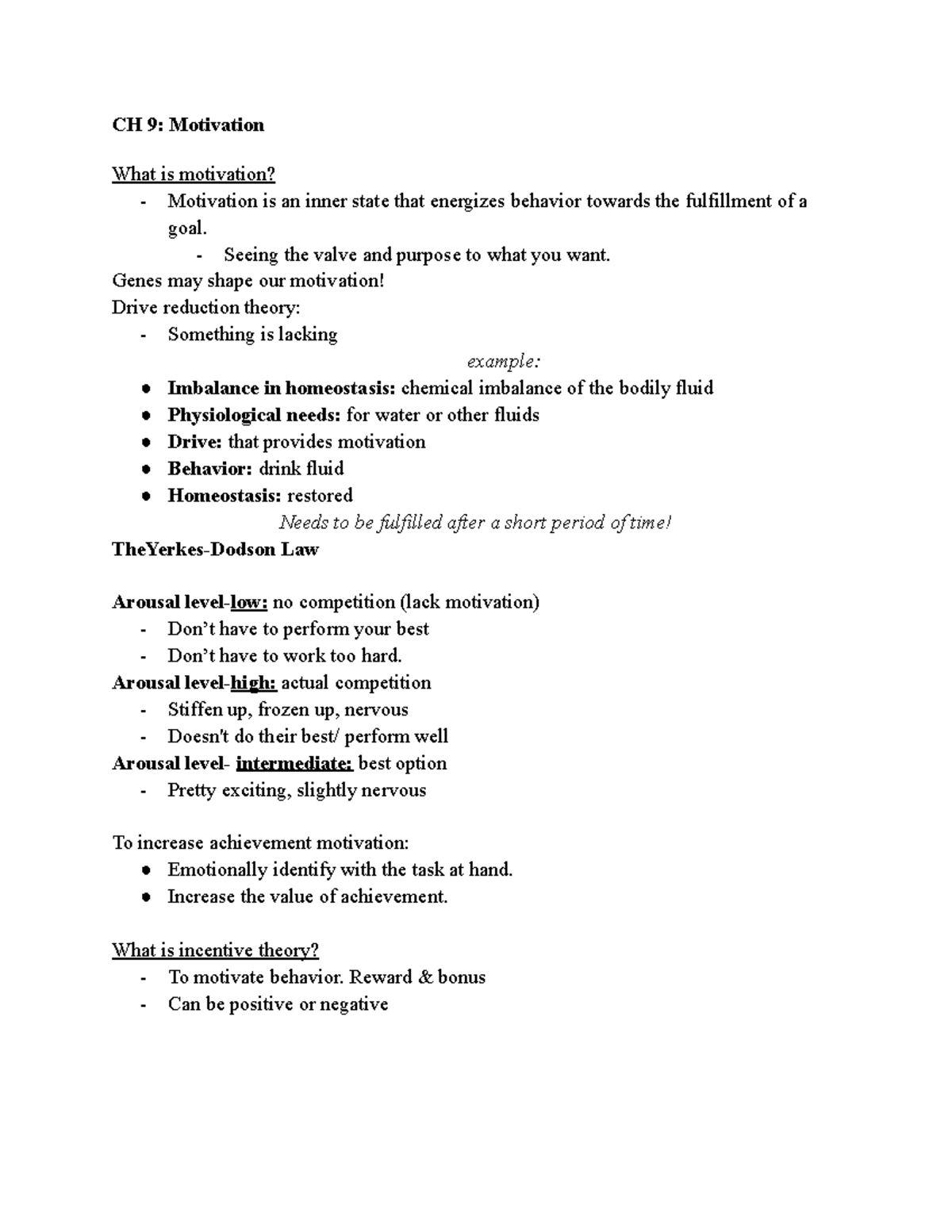 CH 9 Motivation and Identity - CH 9: Motivation What is motivation ...