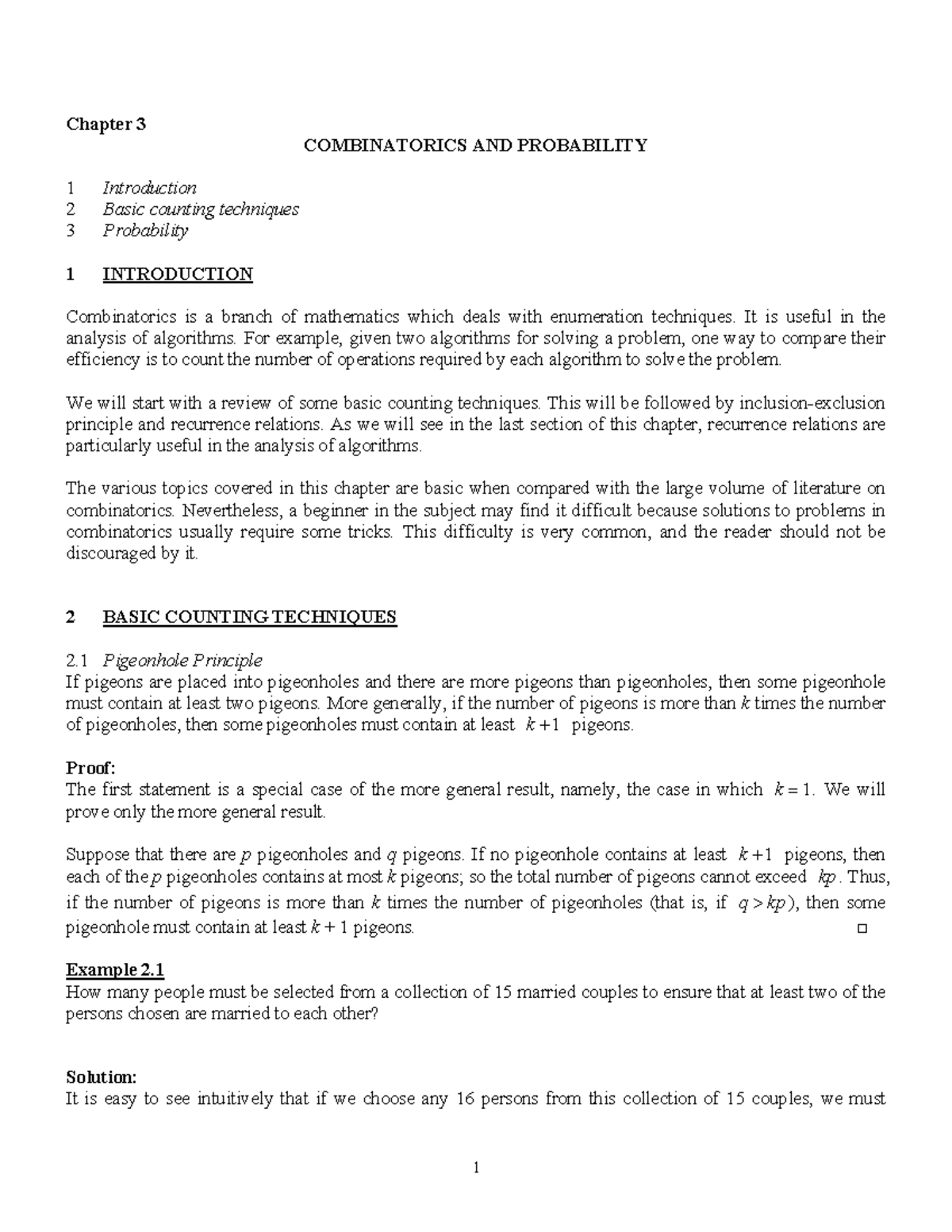 Chapter 3 Combinatorics - Chapter 3 COMBINATORICS AND PROBABILITY 1 Introduction 2 Basic ...