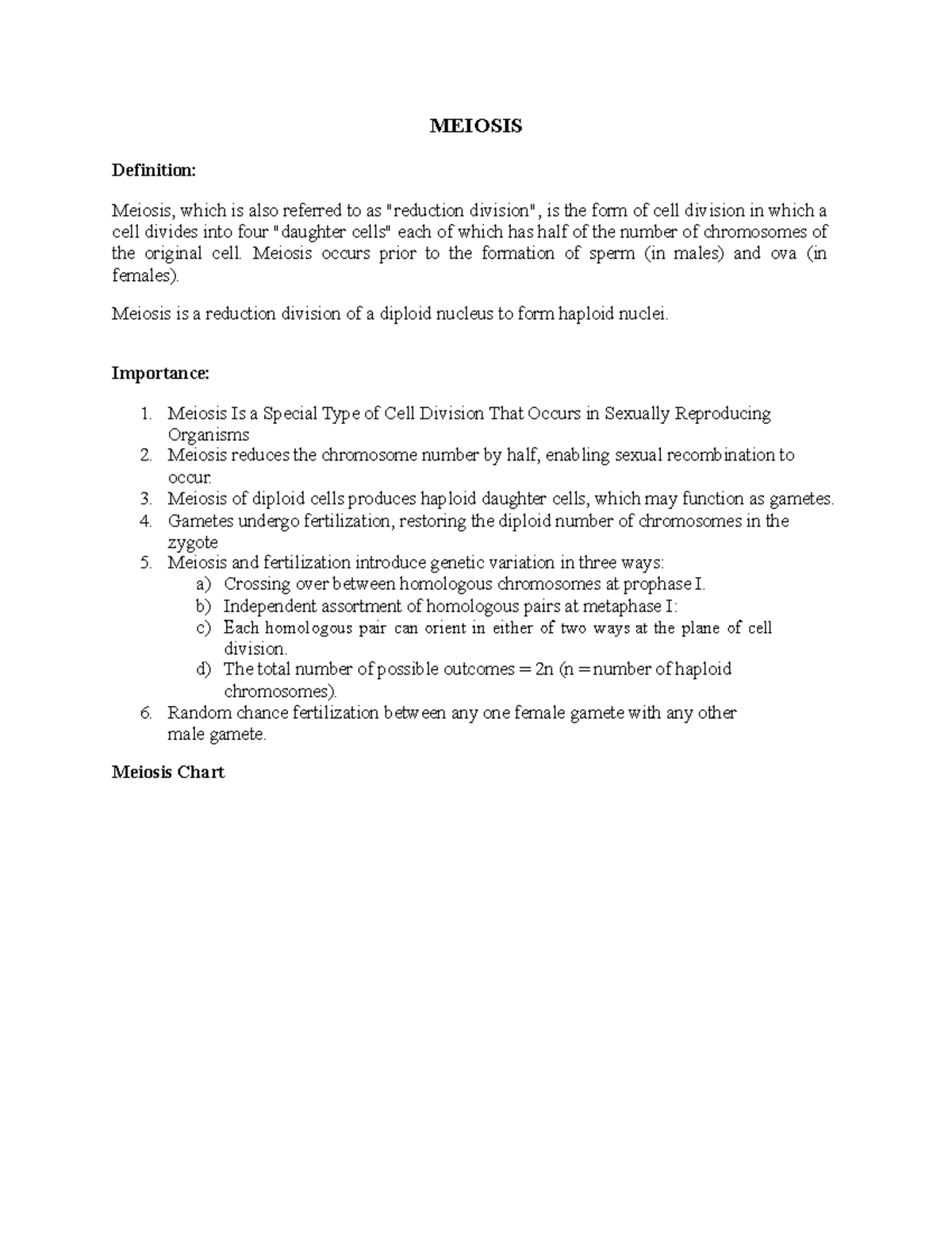 Meiosis - Lecture notes 1-2 - Cell Biology - SGBAU - Studocu