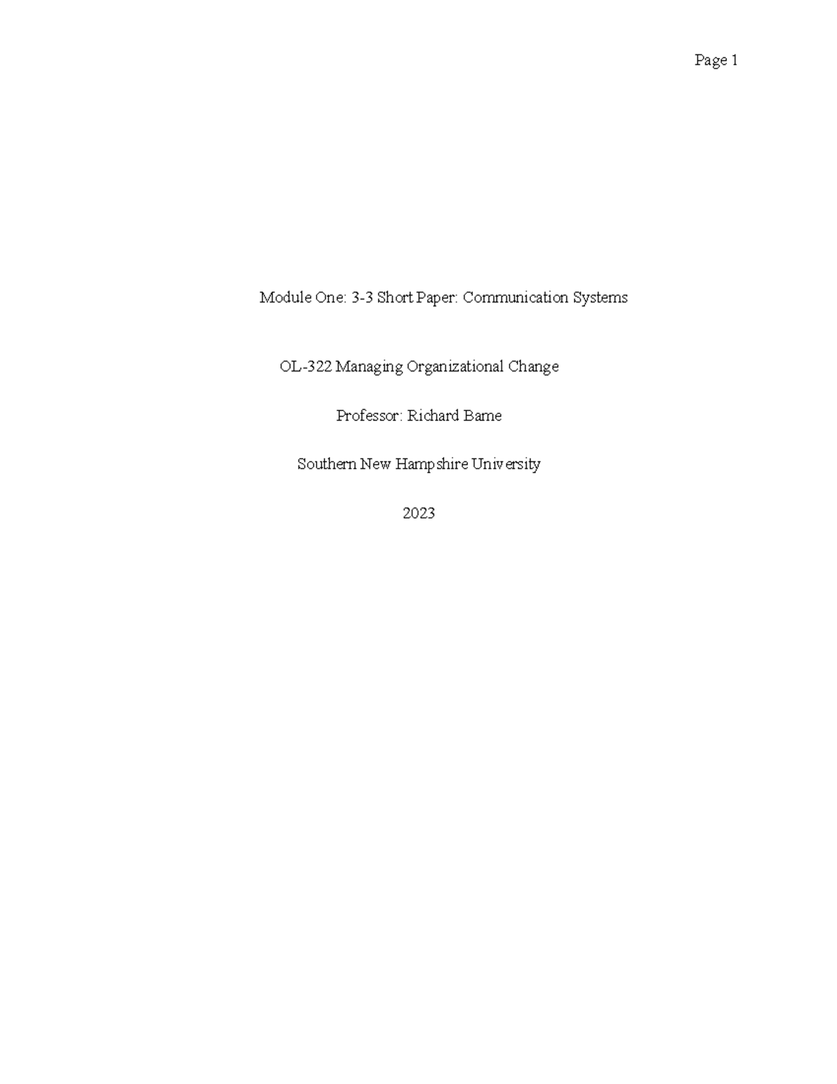 Week 03 Module Three 3-3-Short-Paper-Communication Systems - Module One ...