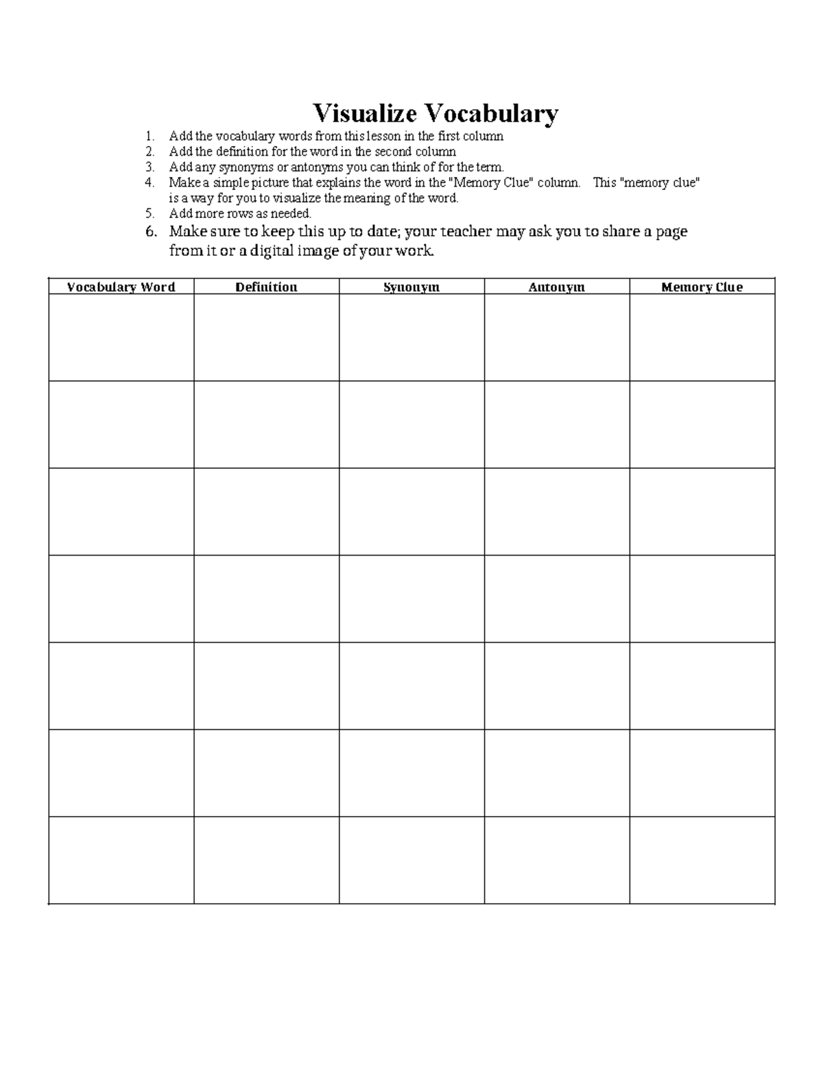 Visualize Vocabulary - Vocab Notes on Art Hisotory template - Visualize ...
