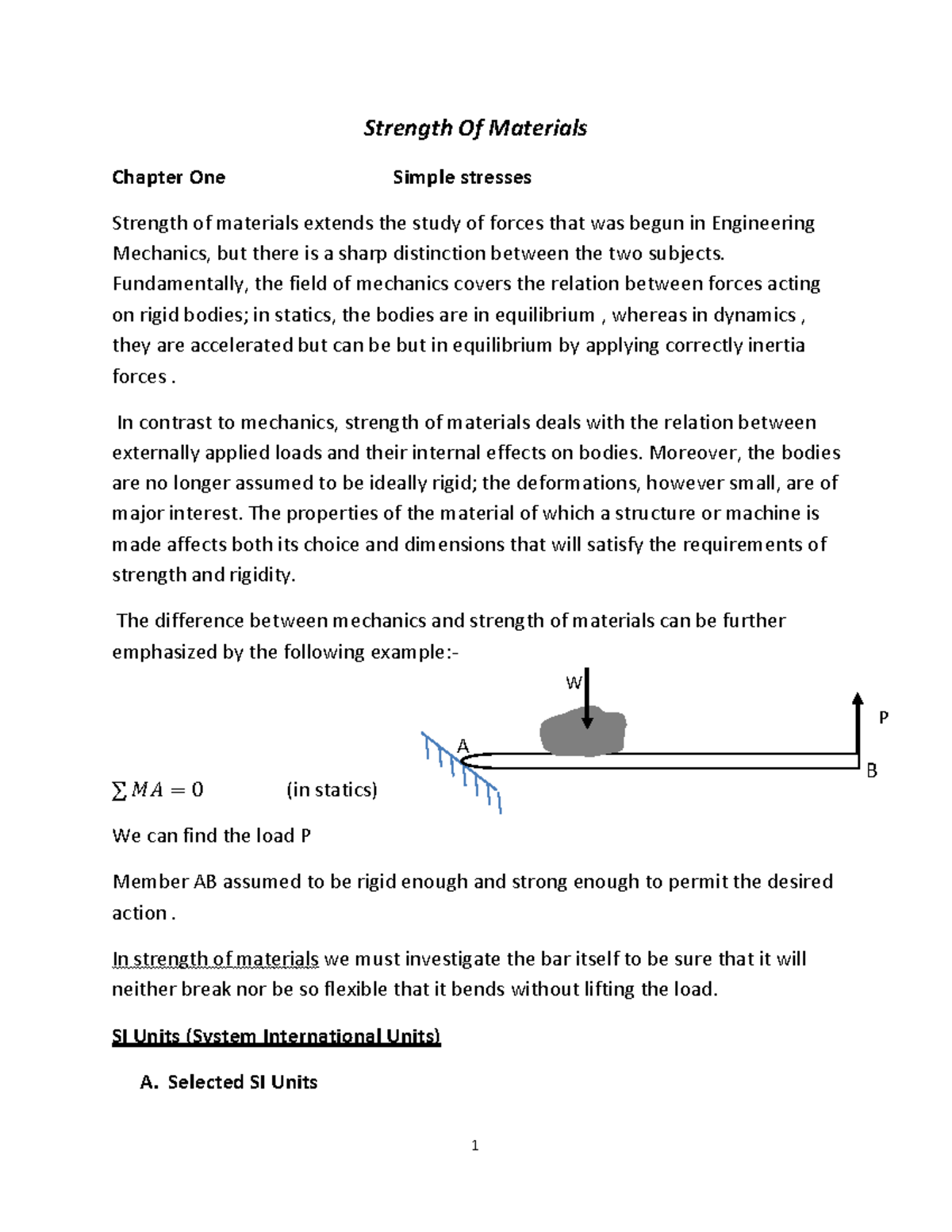 2-Simple stresses - simple - Strength Of Materials Chapter One Simple ...
