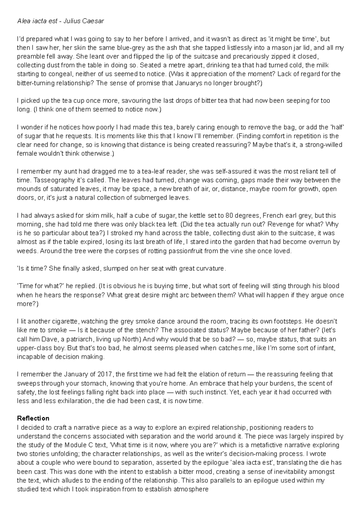 Module C creative and reflection - Alea iacta est - Julius Caesar I’d ...