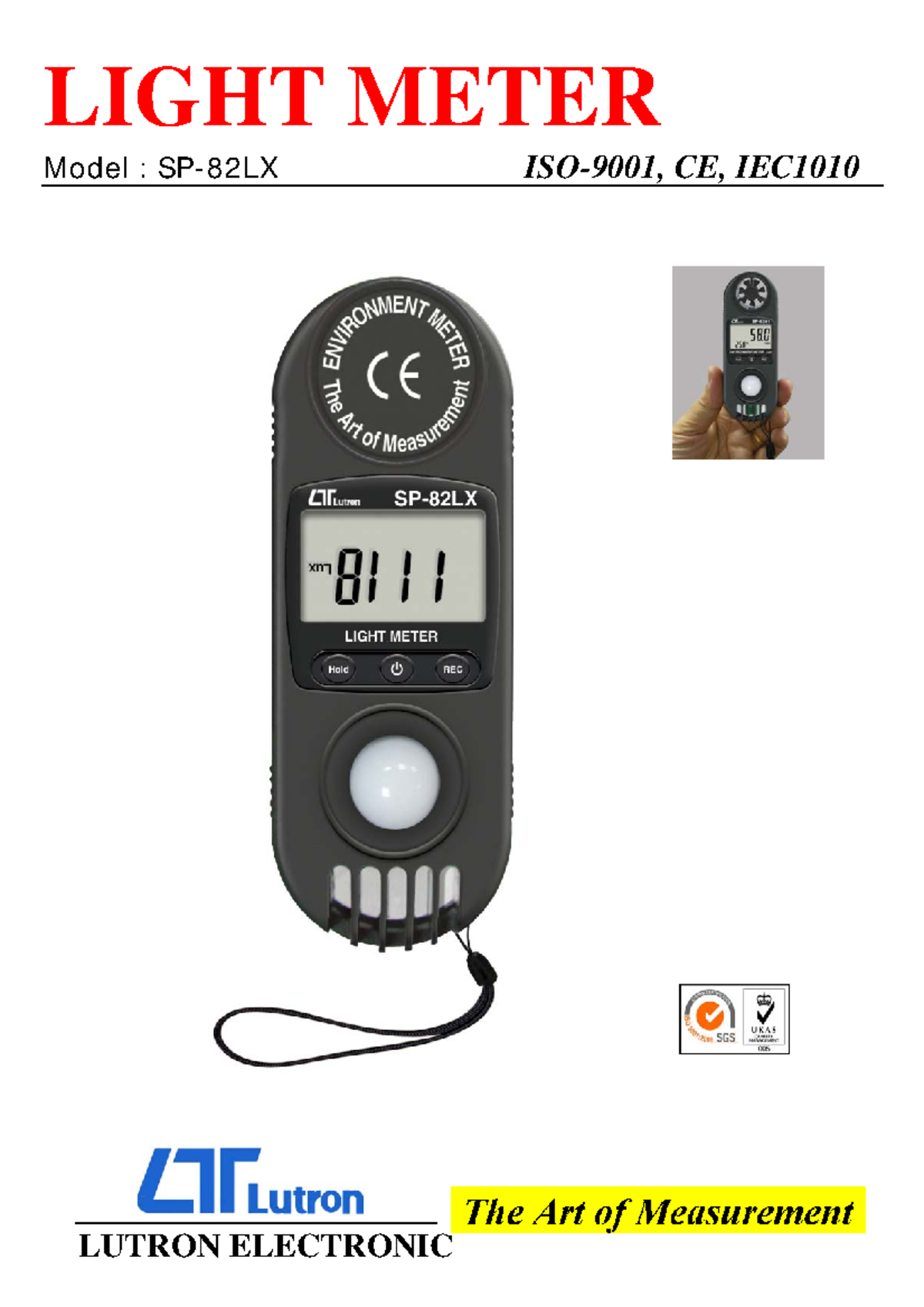 SP-82LX - SP-82LX - calculo aplicado a la física 3 - LIGHT METER Model ...