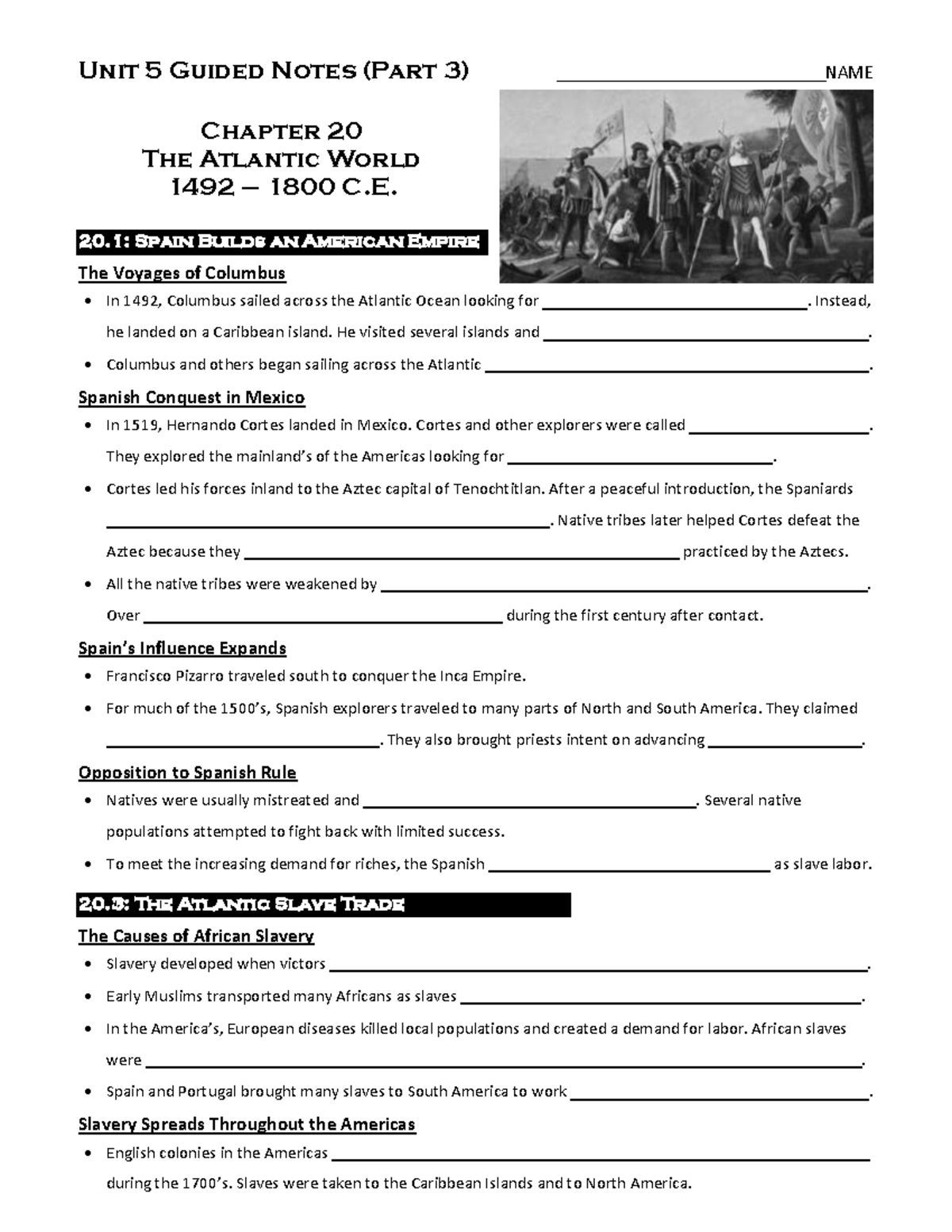 0541 nt the atlantic world - Unit 5 Guided Notes (Part 3 ...