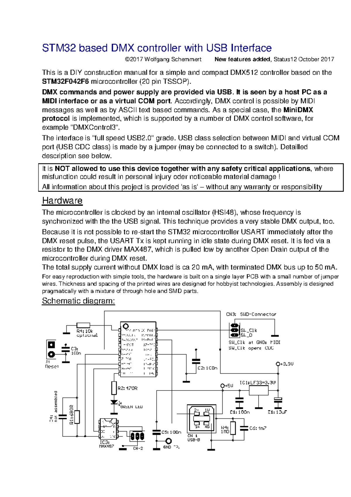 Stm32-usbdmx - STM32 based DMX controller with USB Interface ©2017 ...