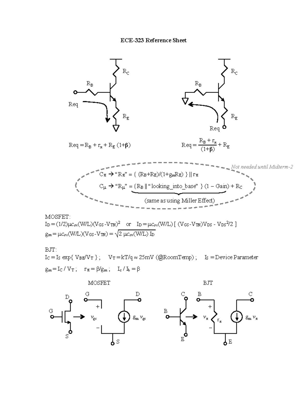 Reference sheet - asdfljksadf - ECE-323 Reference Sheet Cp à “R p ...
