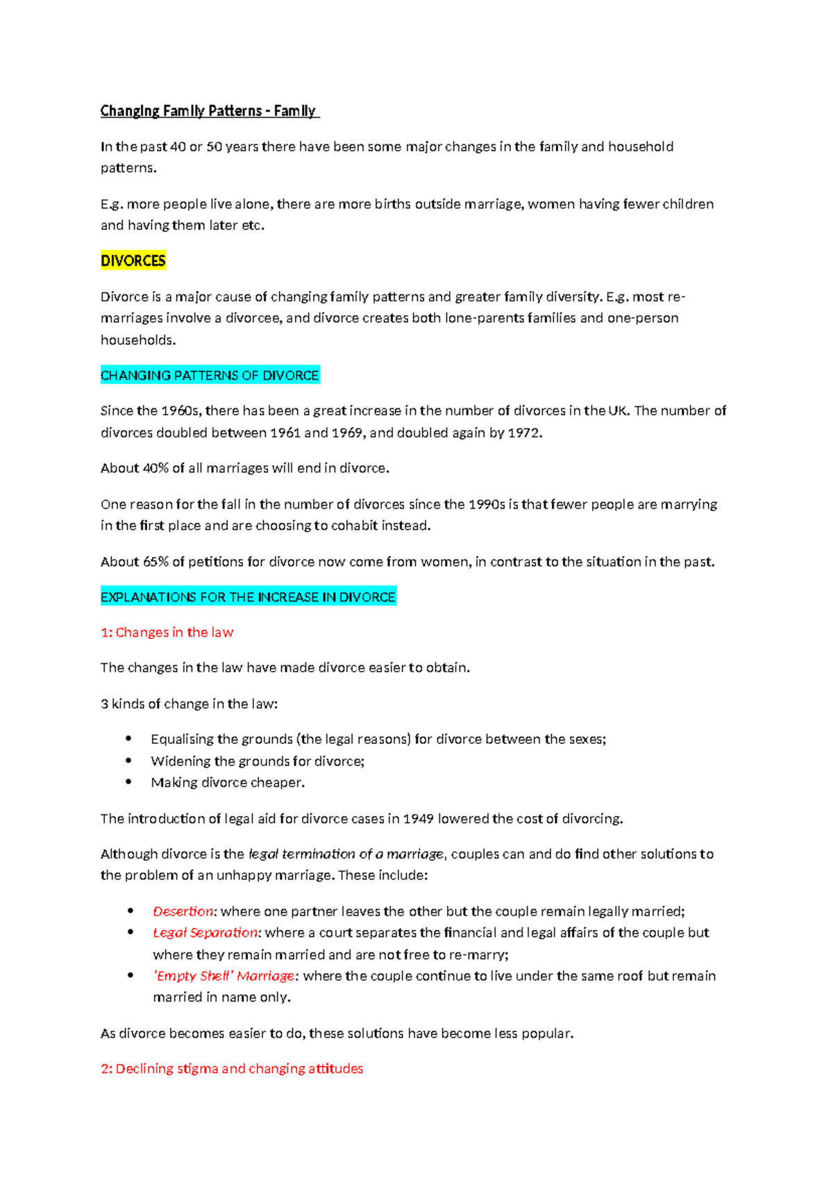 Changing-family-patterns - Changing Family Patterns - Family In the ...