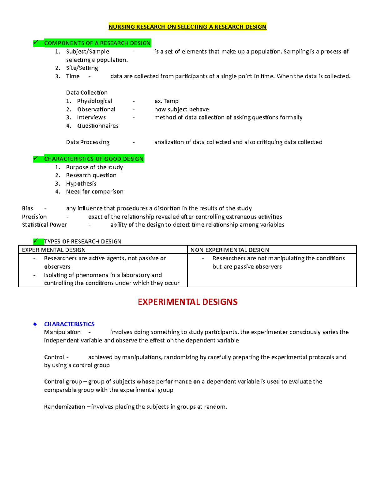 Nursing Research ON Selecting A Research Design - NURSING RESEARCH ON ...