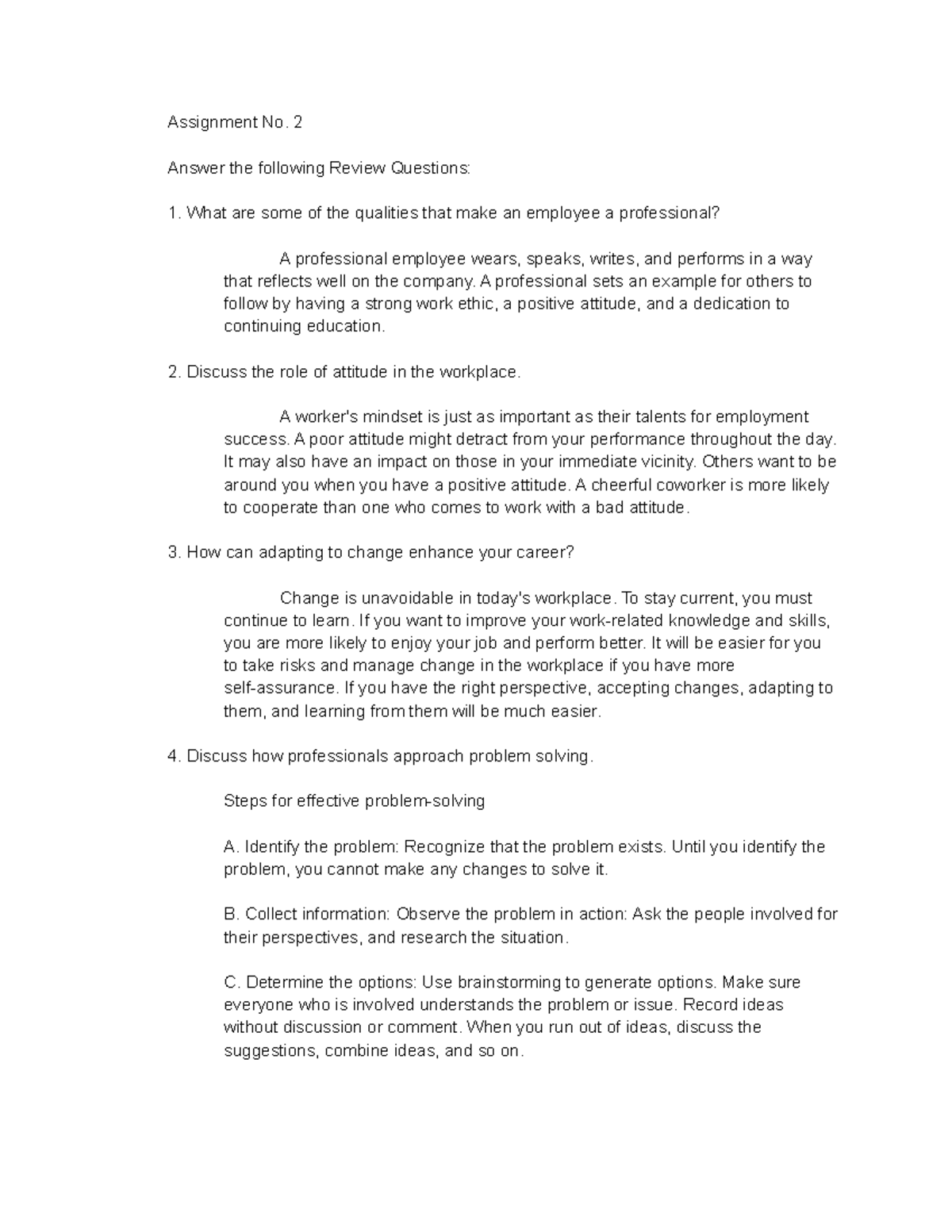 AOM-Assignment-No - ASSIGNMENT 2 - Assignment No. 2 Answer the following Review Questions: What ...