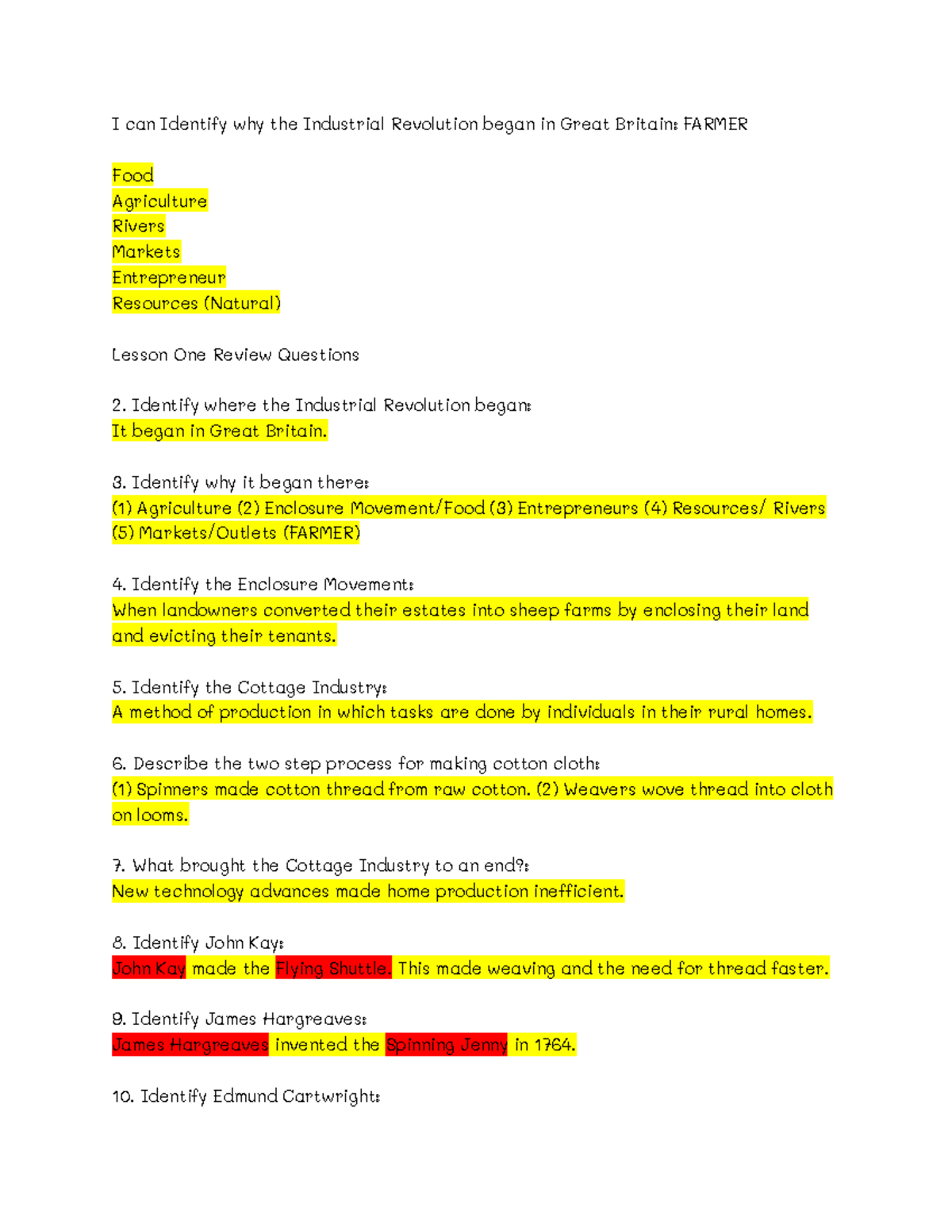 Chapter 10 Industrial Revolution and Nationalism - I can Identify why ...