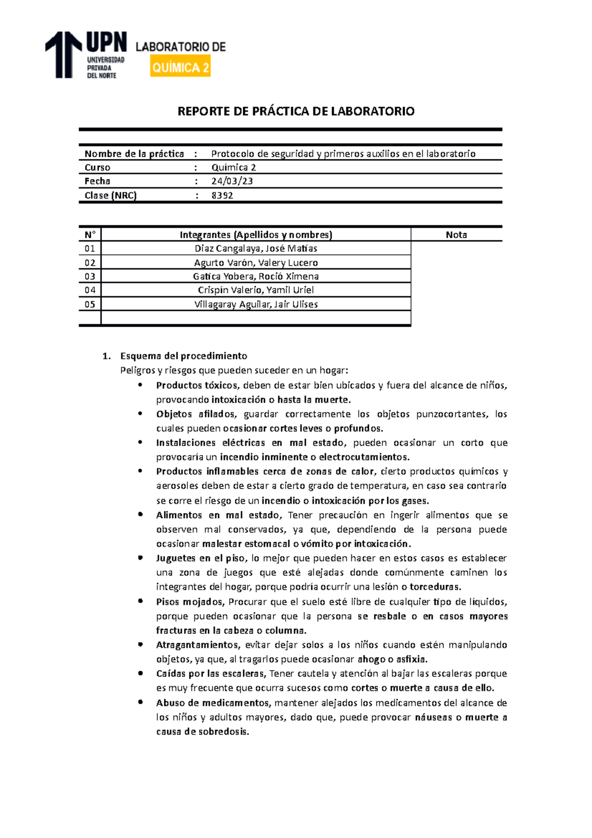 Reporte DE Práctica DE Laboratorio - REPORTE DE PRÁCTICA DE LABORATORIO Nombre de la práctica ...