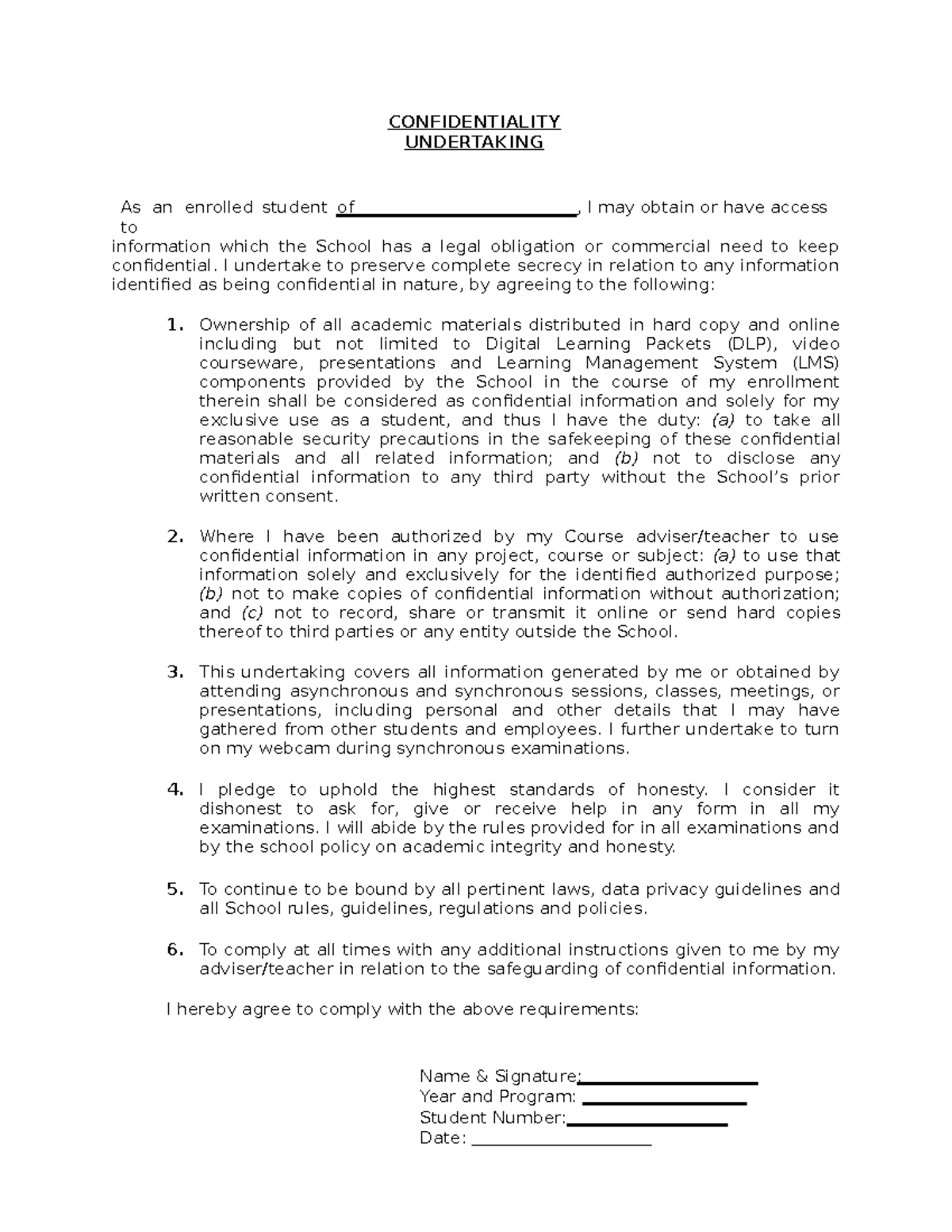 Confidentiality Undertaking FORM-converted - CONFIDENTIALITY ...