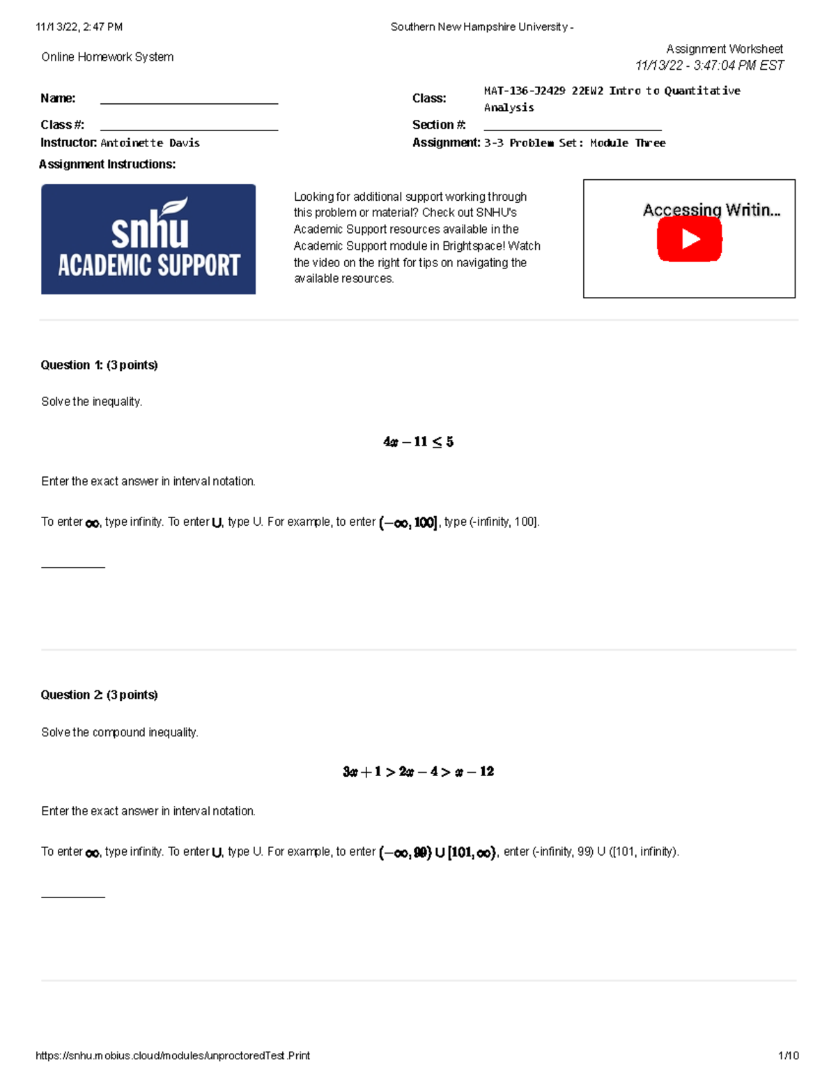 Southern New Hampshire University - 3-3 - Accessing WritinAccessing ...