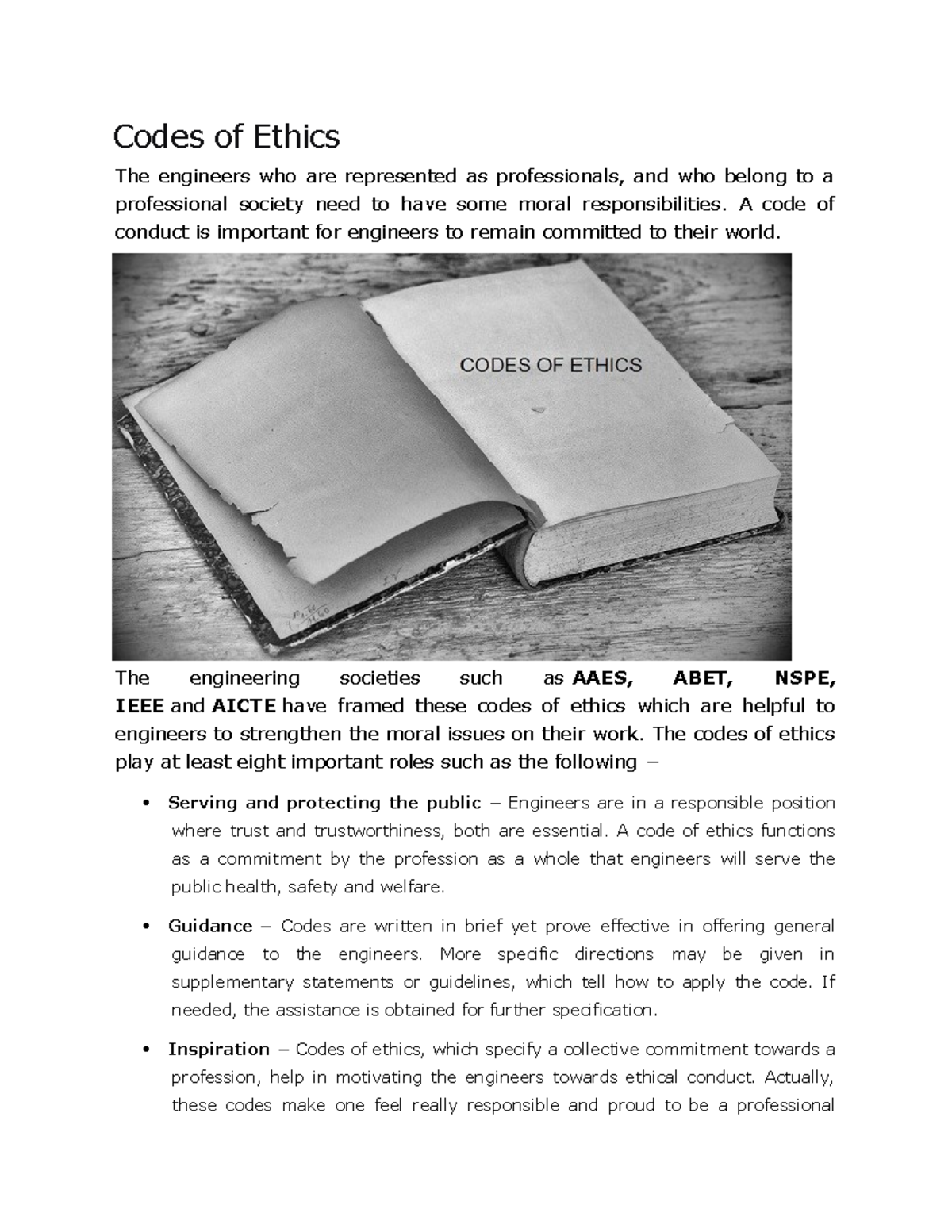 Lesson 5 Code of Ethics for IT Professionals - Codes of Ethics The ...