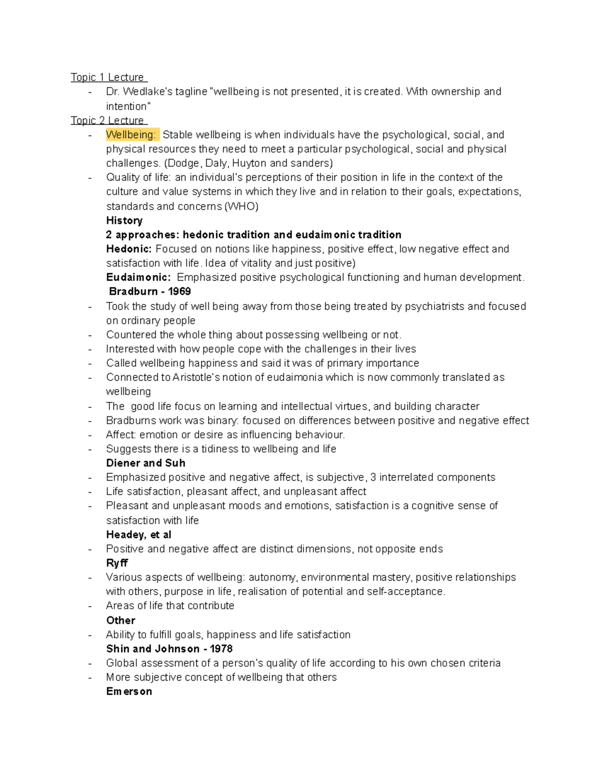 HS1110a study notes - HS1110 - Topic 1 Lecture - Dr. Wedlake’s tagline ...