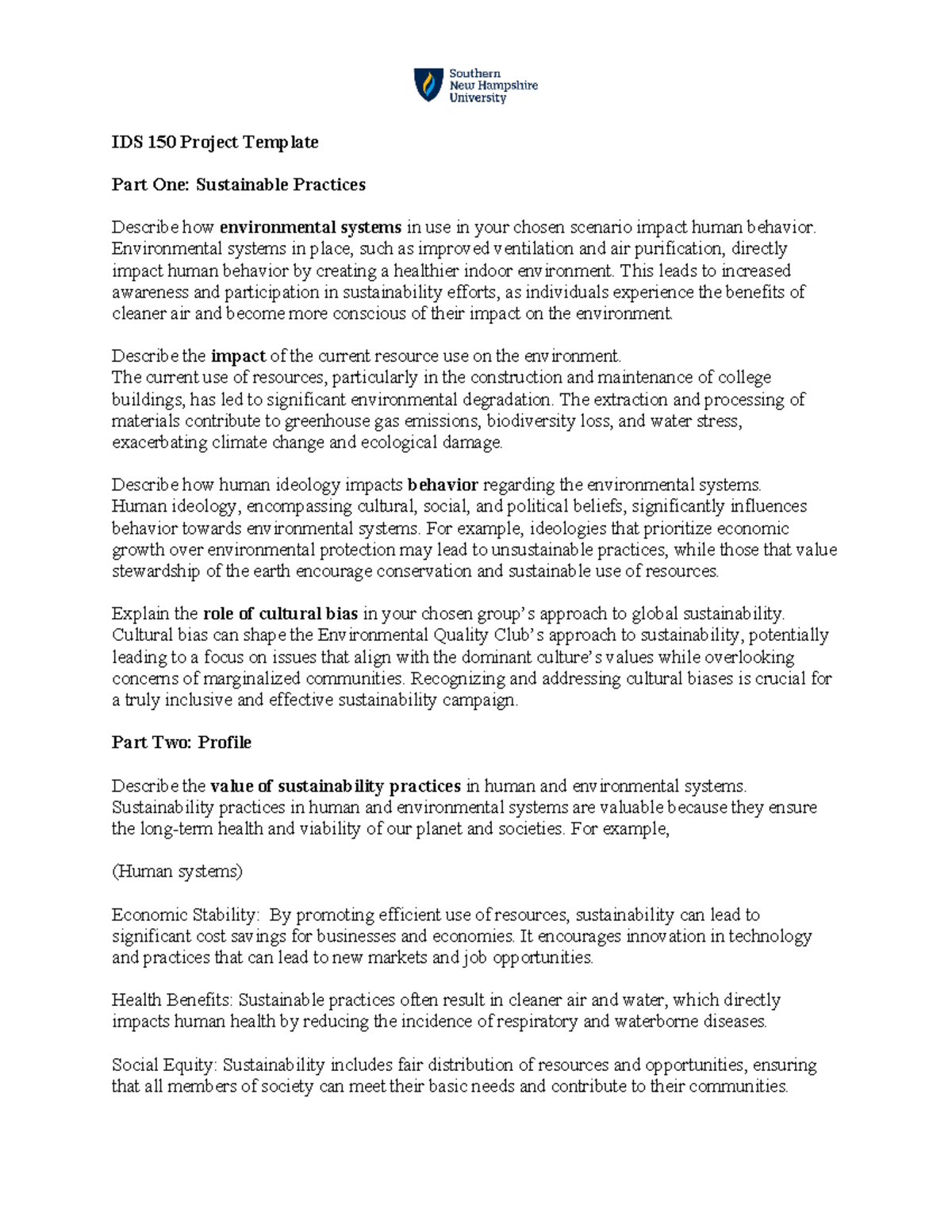 IDS 150 Project Template Final - IDS 150 Project Template Part One ...